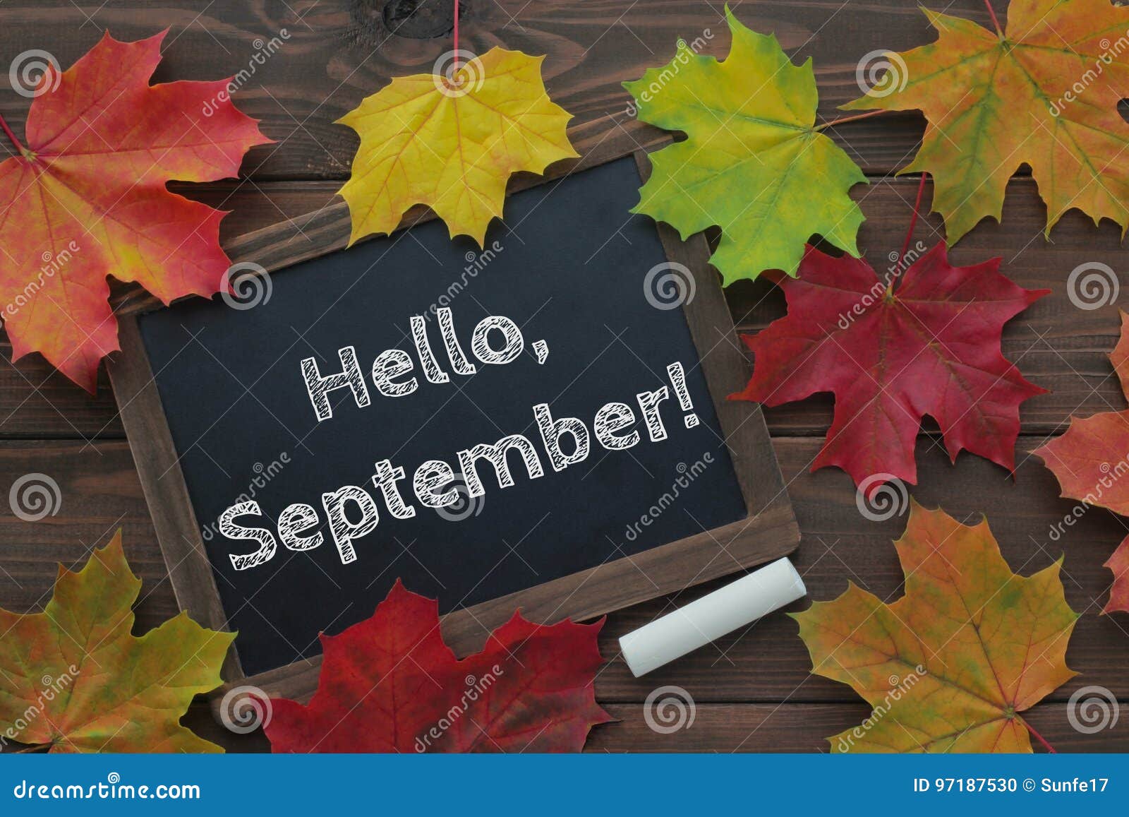 Bonjour, septembre ! photo stock. Image du saisonnier - 97187530