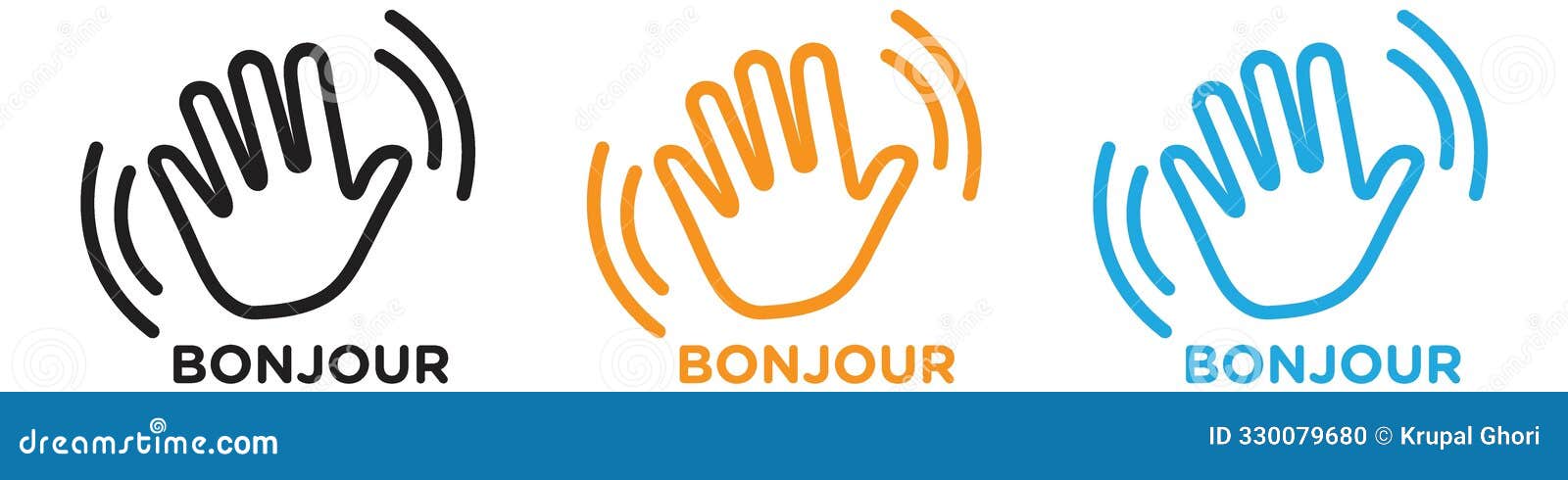 Bonjour Hand Lettering Floral Card Vector Illustration | CartoonDealer ...