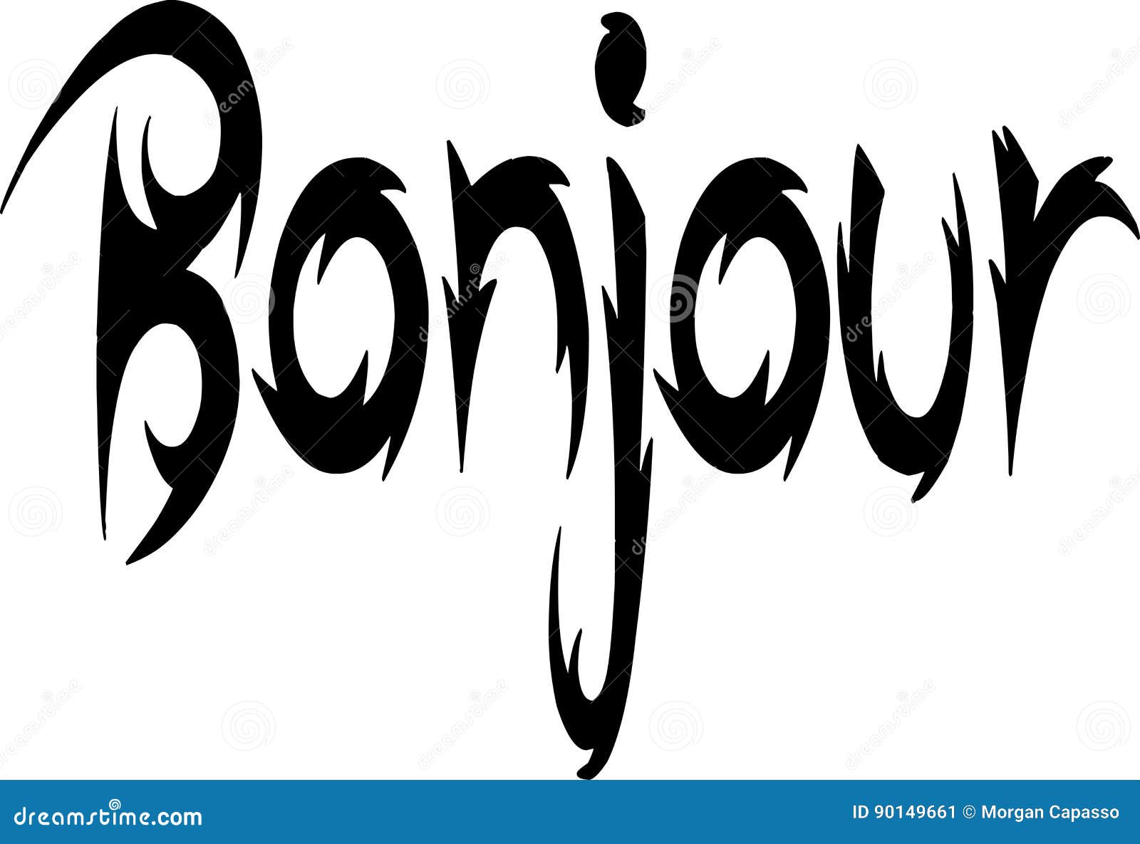 Bonjour Text Sign Illustration Stock Vector - Illustration of font ...