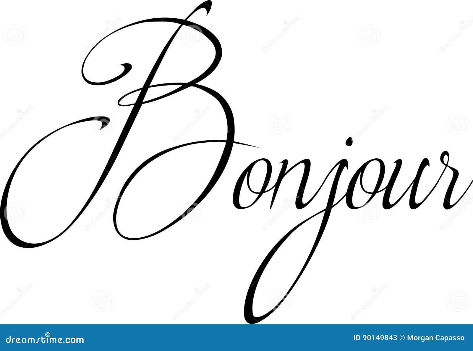 Bonjour Text Sign Illustration Stock Vector - Illustration of black ...