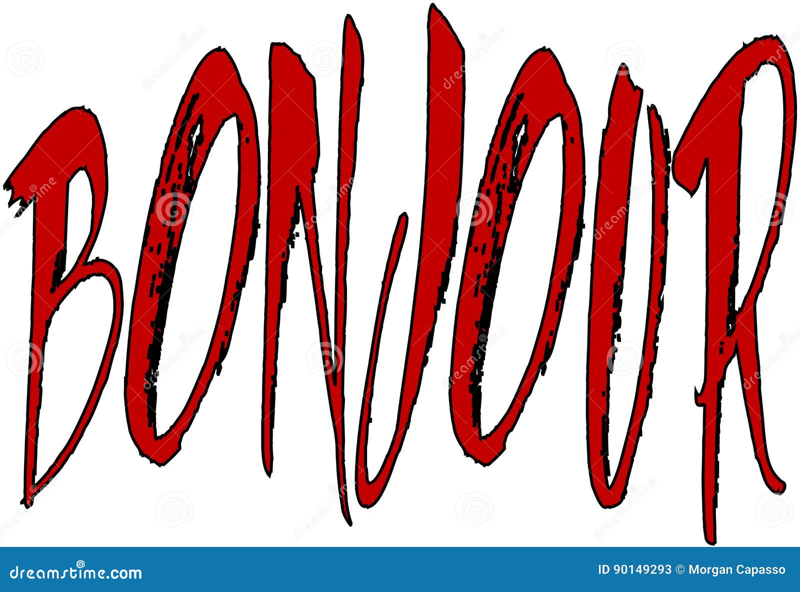 Bonjour-Text-Zeichenillustration Vektor Abbildung - Illustration von ...