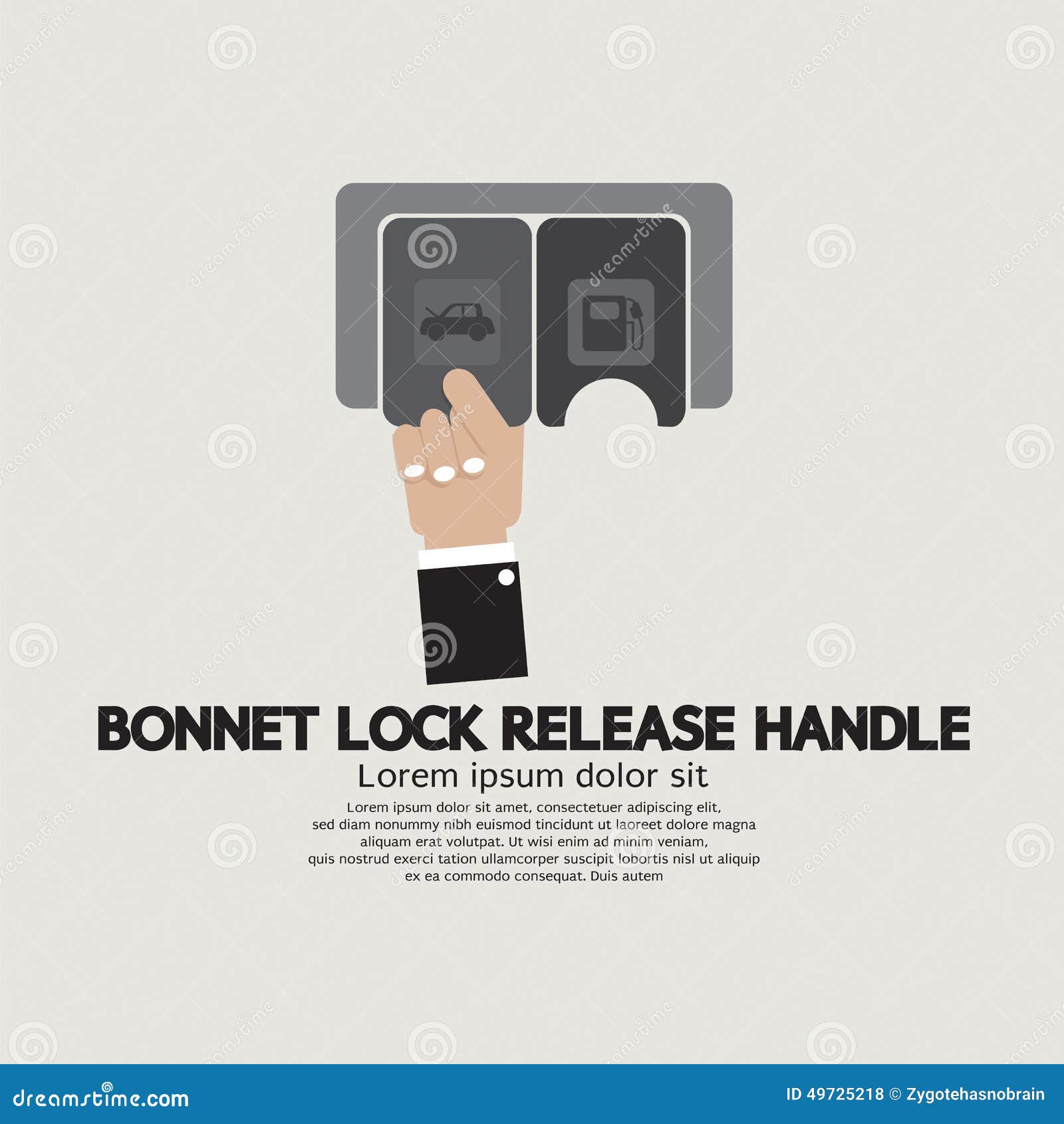 Bonnet Lock Release Handle with Hand Stock Vector - Illustration of ...