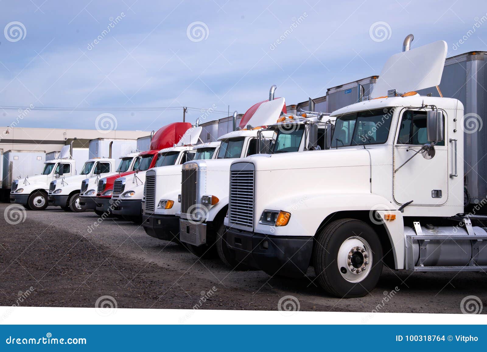 Big Rig Semi Trucks Different Makes and Models Standing in Row O Stock ...
