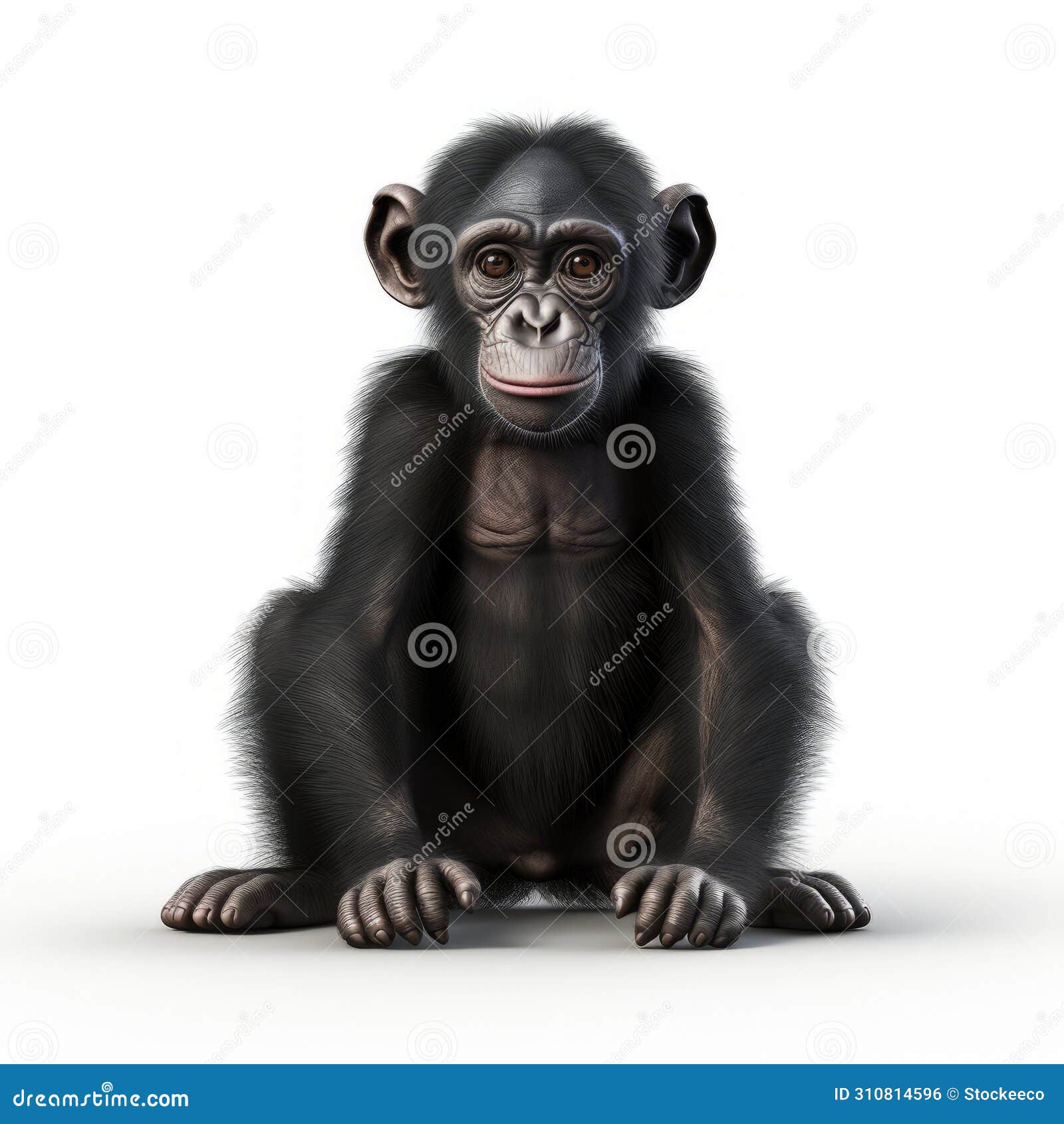 Realistic Bonobo Illustration in Pixar Style on White Background in 8k ...