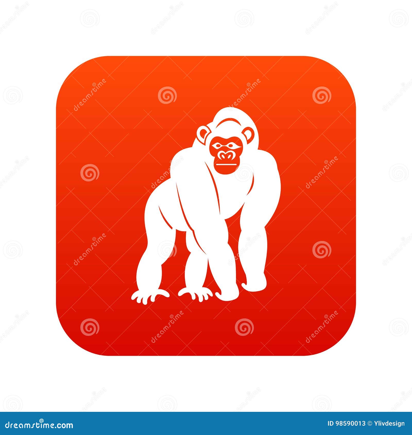 Bonobo icon digital red stock vector. Illustration of hairy - 98590013