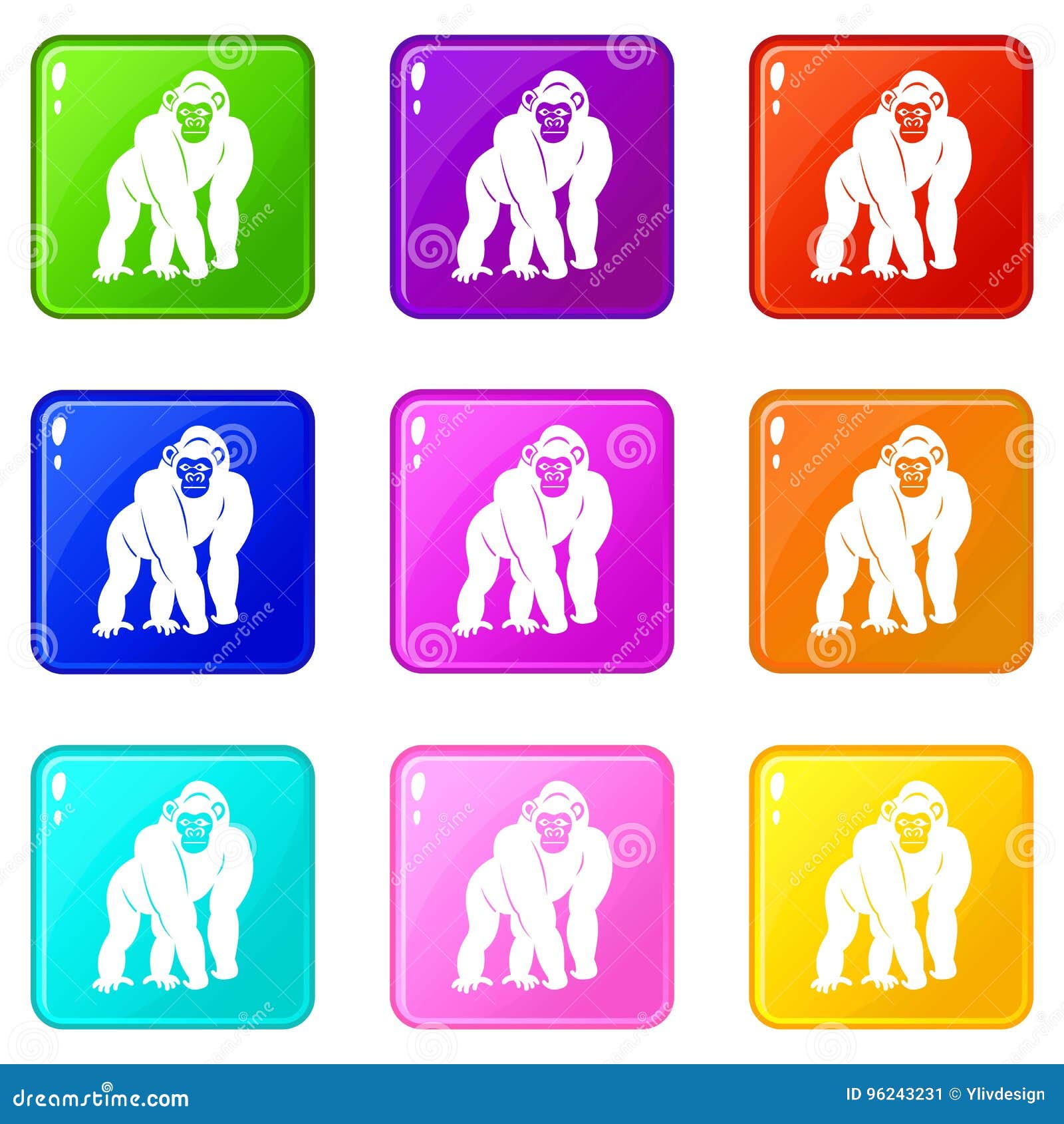 Bonobo icons 9 set stock vector. Illustration of collection - 96243231