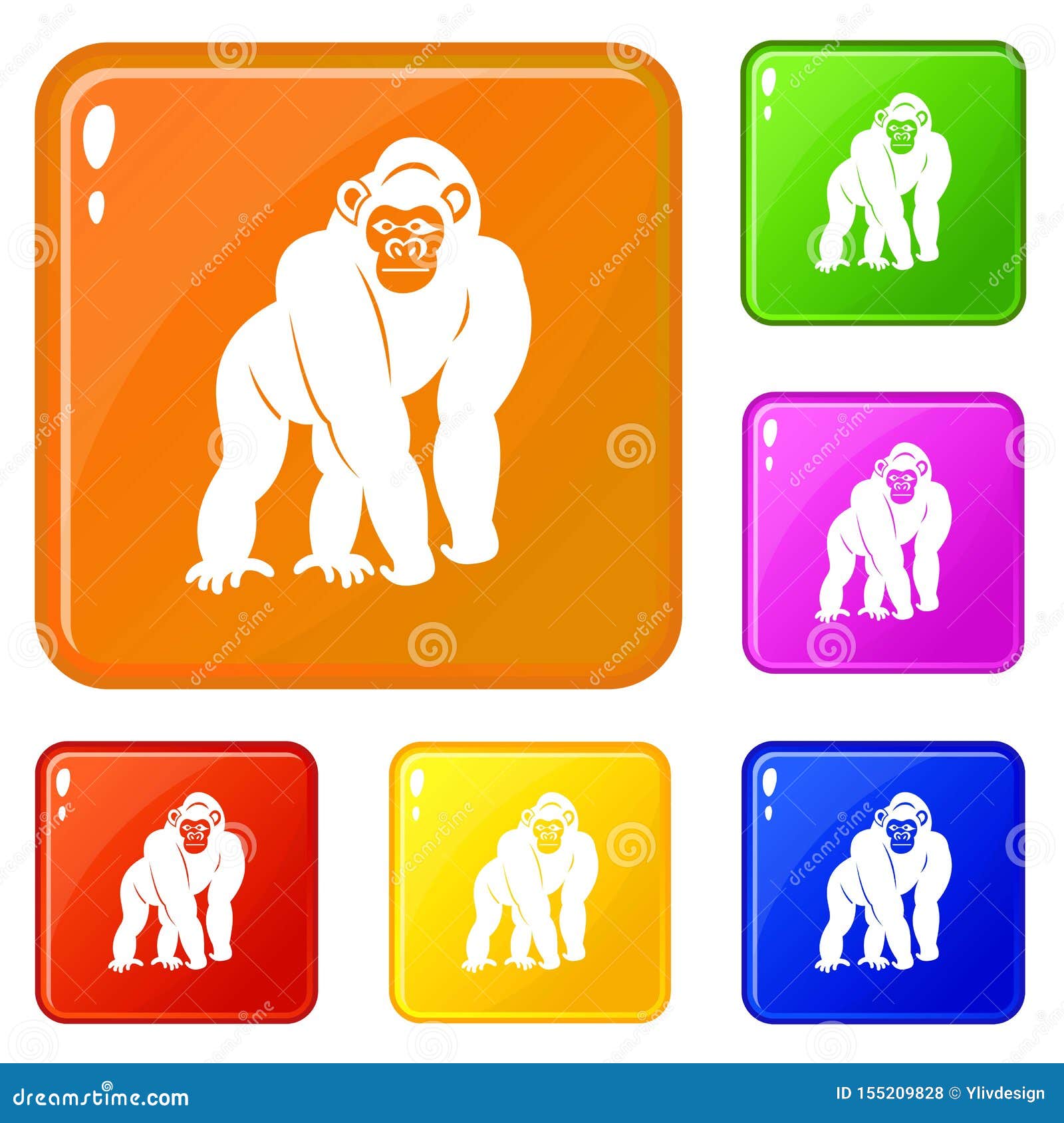 Bonobo Icons Set Vector Color Stock Vector - Illustration of friendly ...