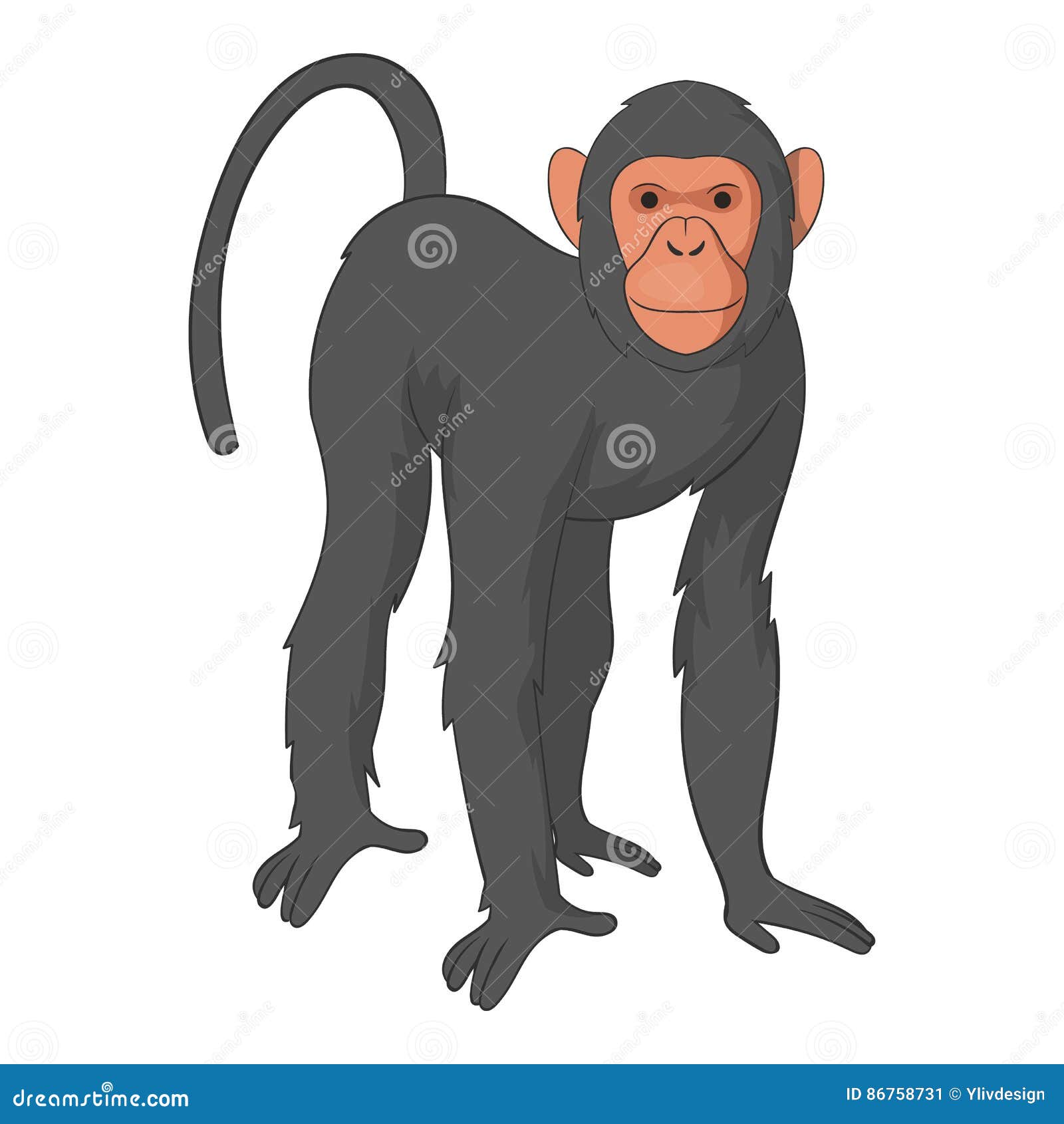 Bonobo Cartoon Clipart. Great Ape Bonobo Vector Illustration In Flat ...
