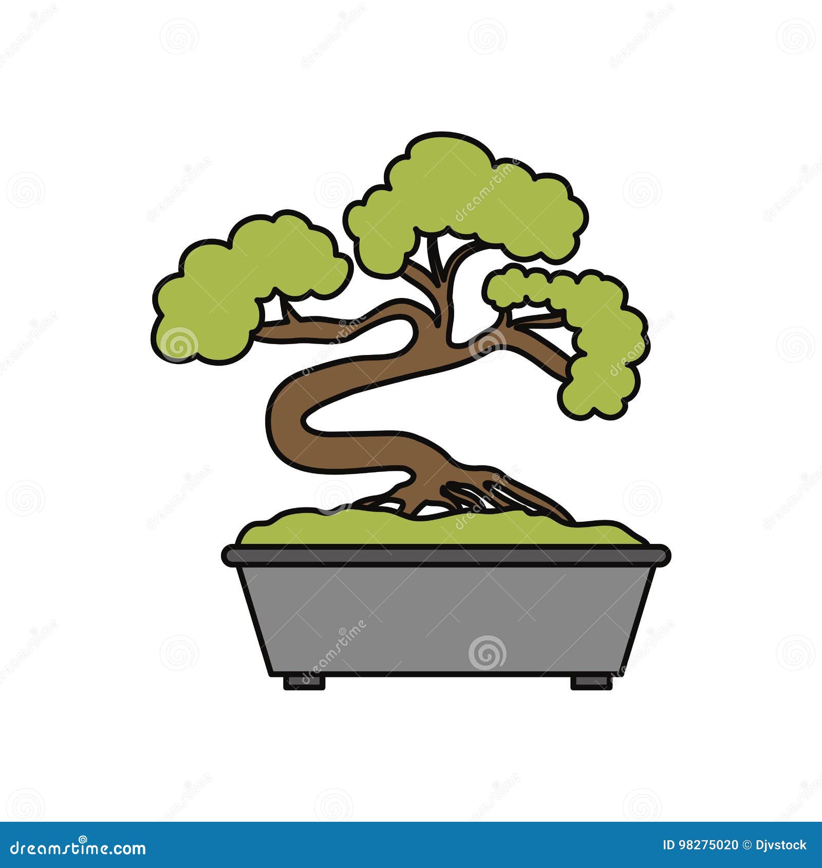 Bonsai Japanese Cartoon Vector Tree Growing In Pot | CartoonDealer.com ...