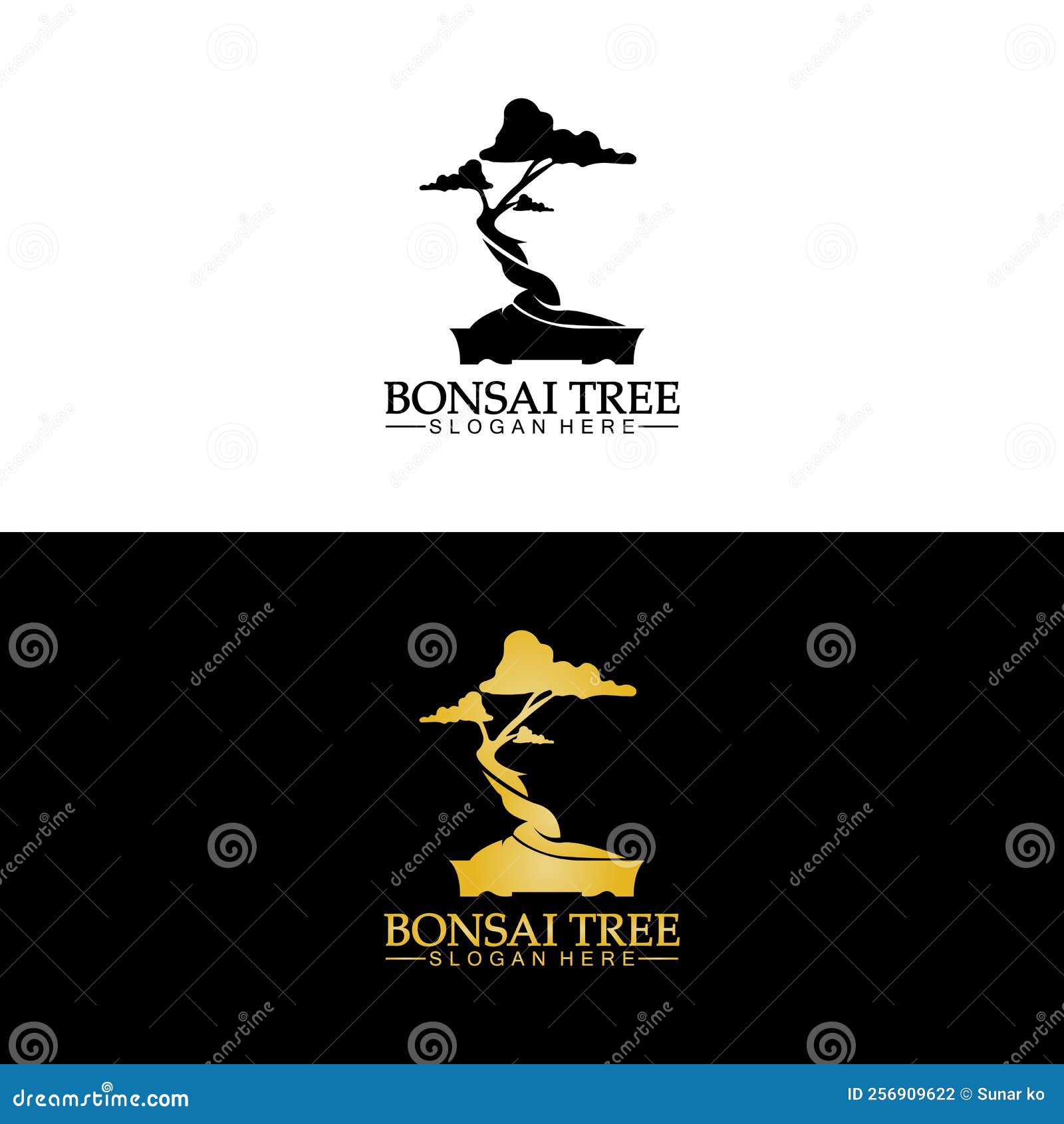 Bonsai Logo Design Silhouette Icon Vector Stock Vector - Illustration ...