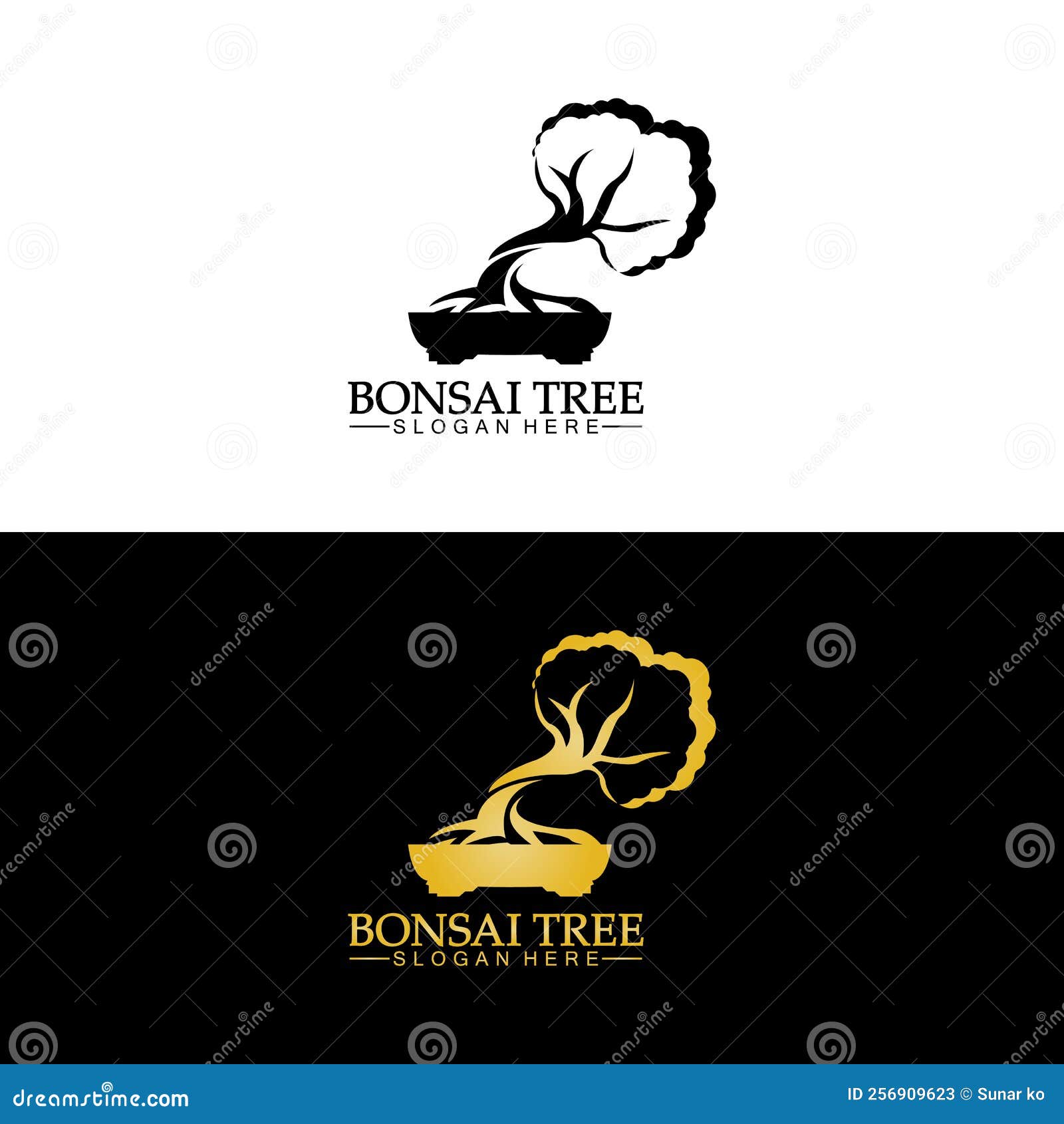 Bonsai Logo Design Silhouette Icon Vector Stock Vector - Illustration ...