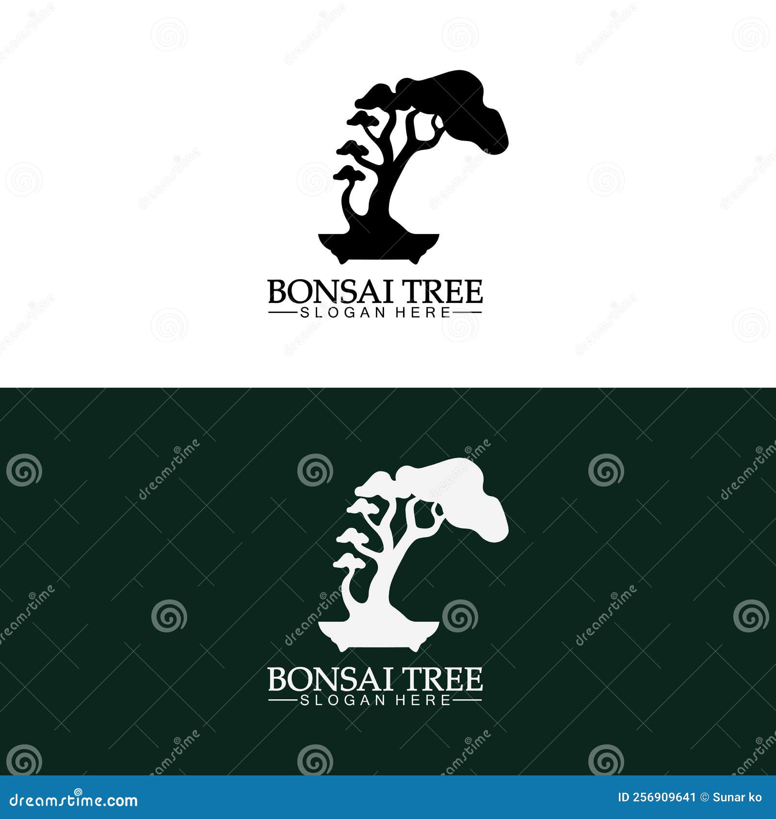 Bonsai Logo Design Silhouette Icon Vector Stock Vector - Illustration ...