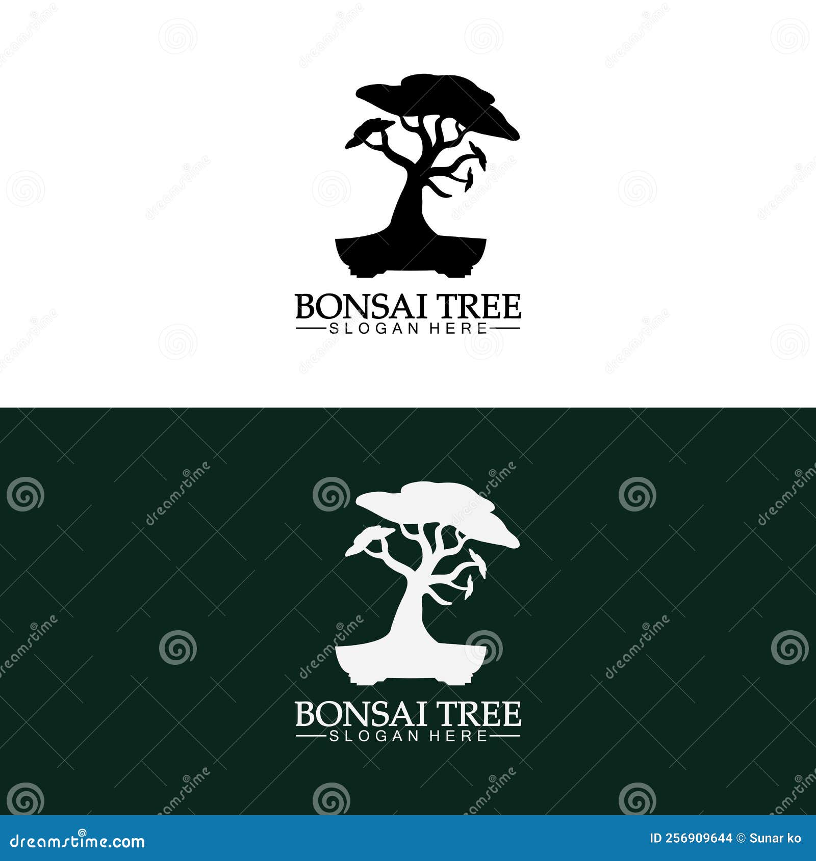 Bonsai Logo Design Silhouette Icon Vector Stock Vector - Illustration ...