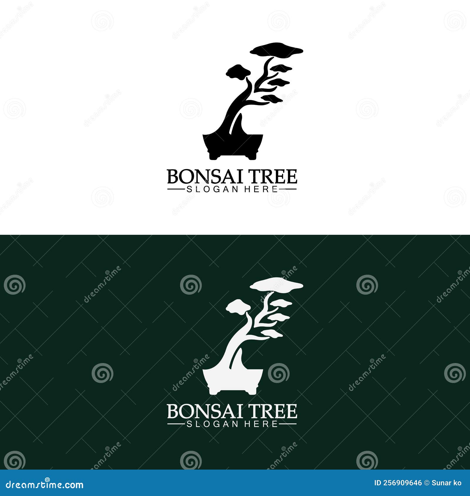 Bonsai Logo Design Silhouette Icon Vector Stock Vector - Illustration ...