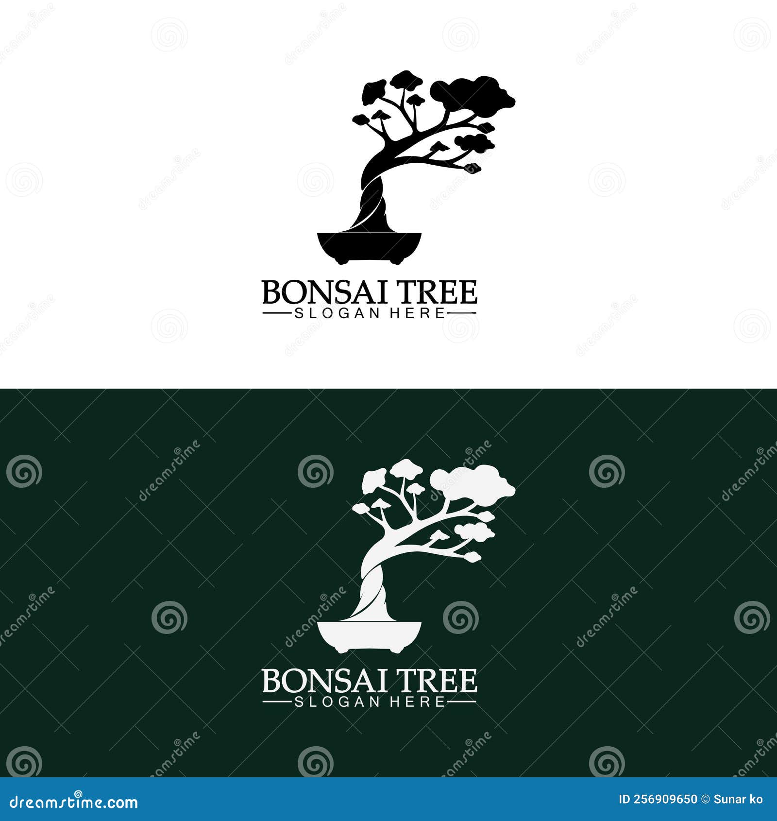 Bonsai Logo Design Silhouette Icon Vector Stock Vector - Illustration ...