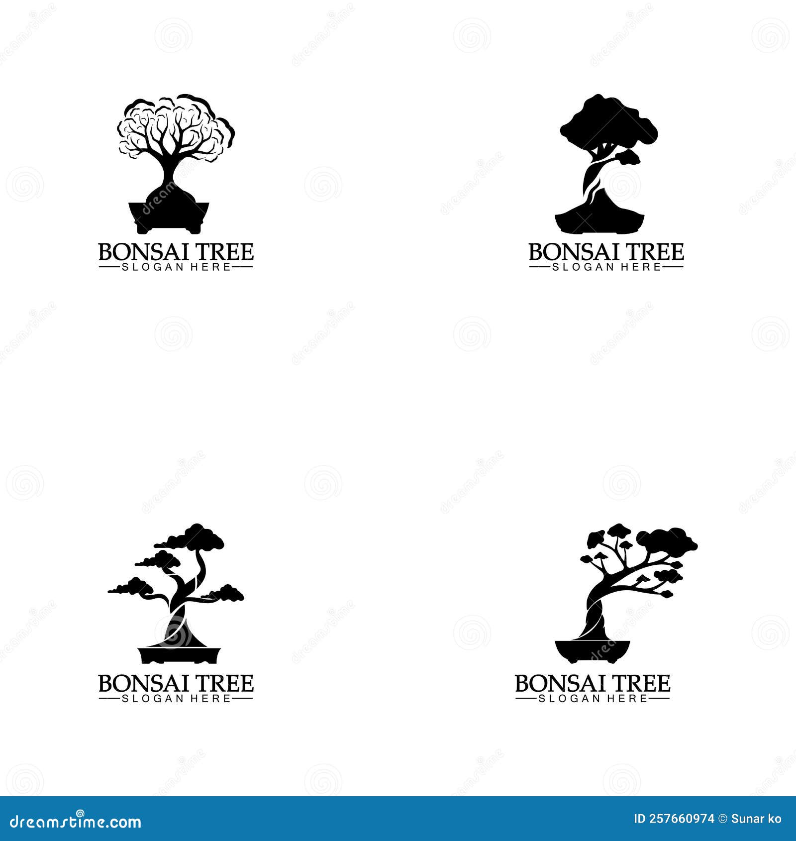 Bonsai Logo Design Silhouette Icon Vector Stock Vector - Illustration ...