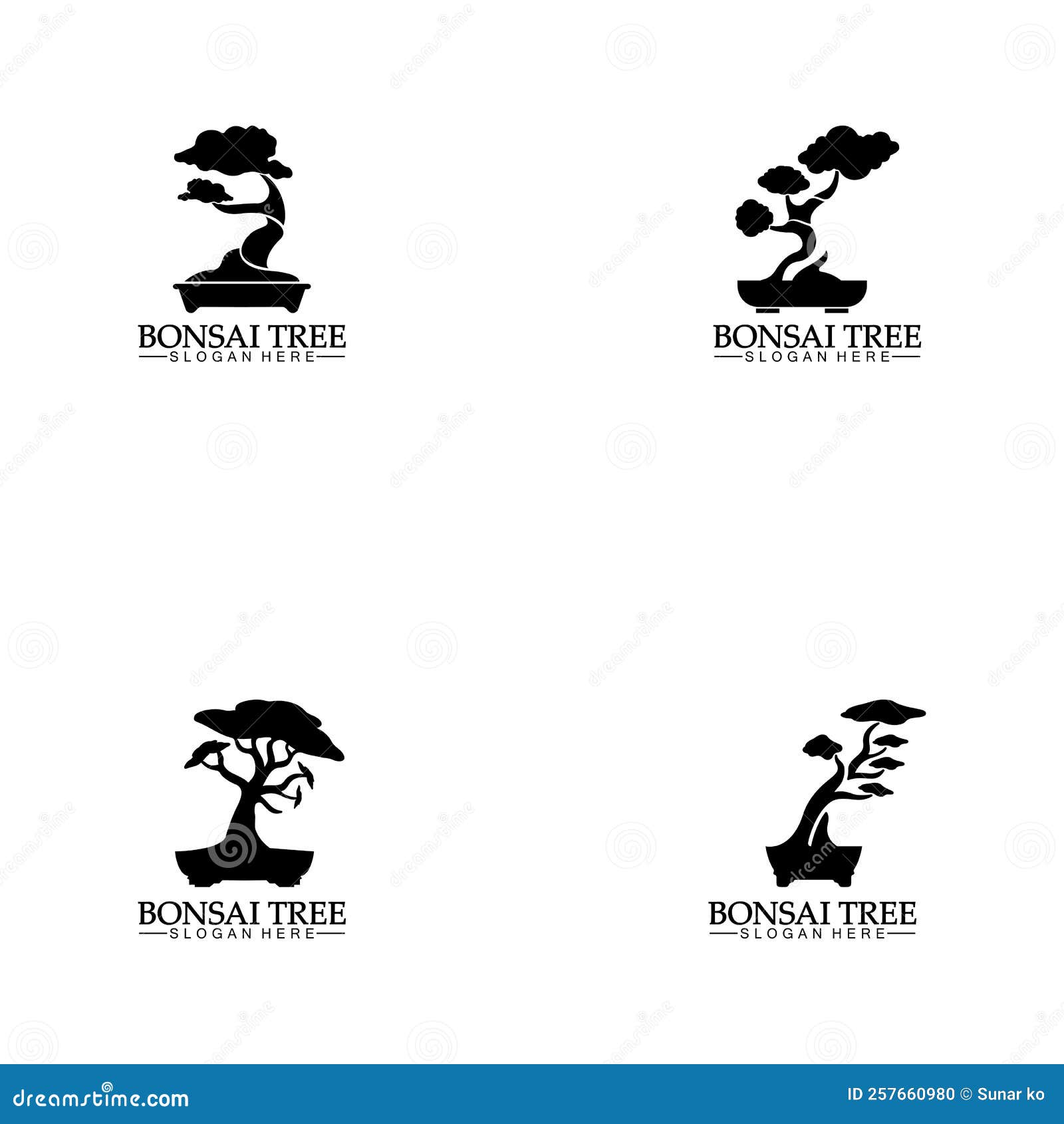 Bonsai Logo Design Silhouette Icon Vector Stock Vector - Illustration ...