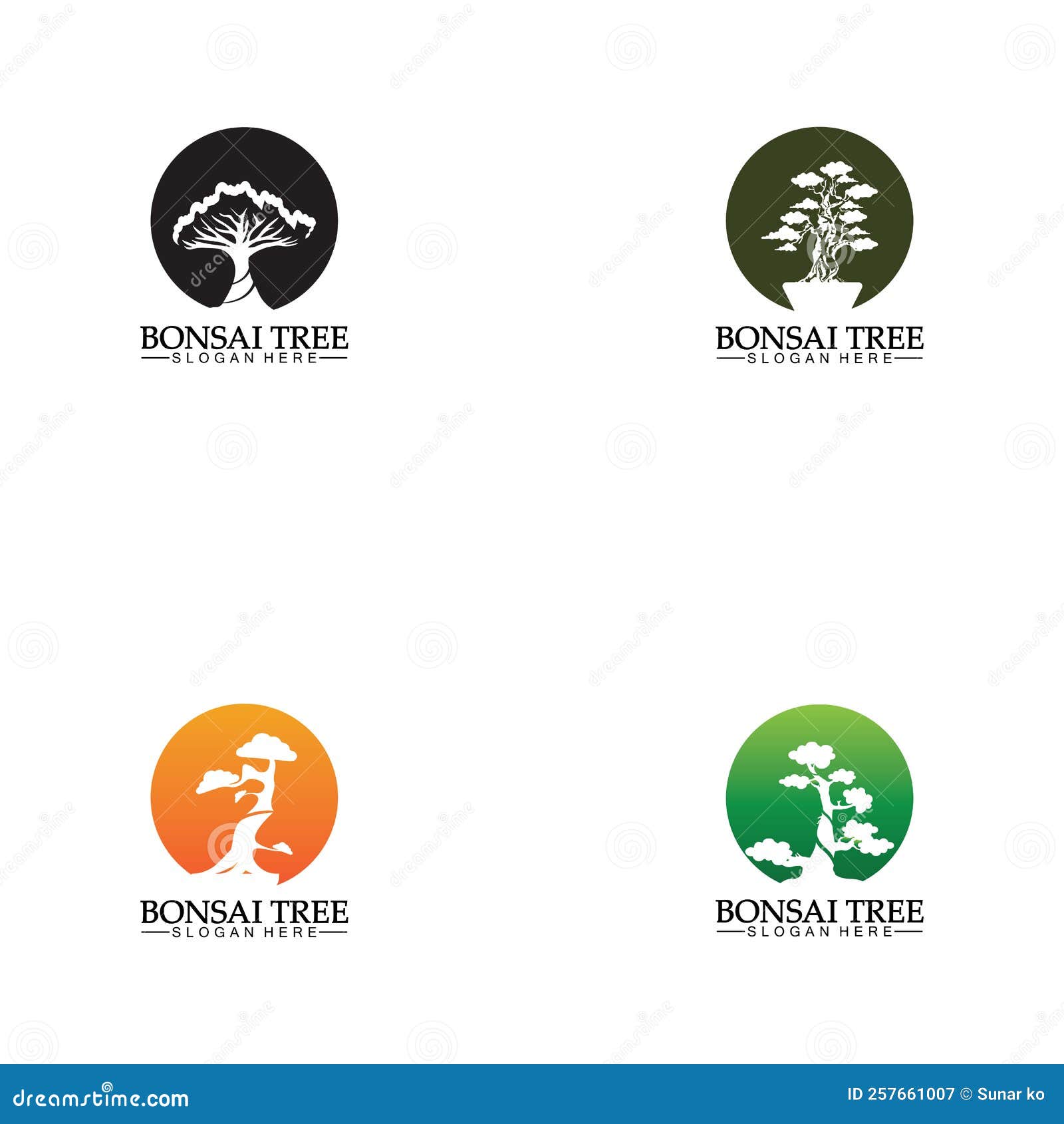 Bonsai Logo Design Silhouette Icon Vector Stock Vector - Illustration ...