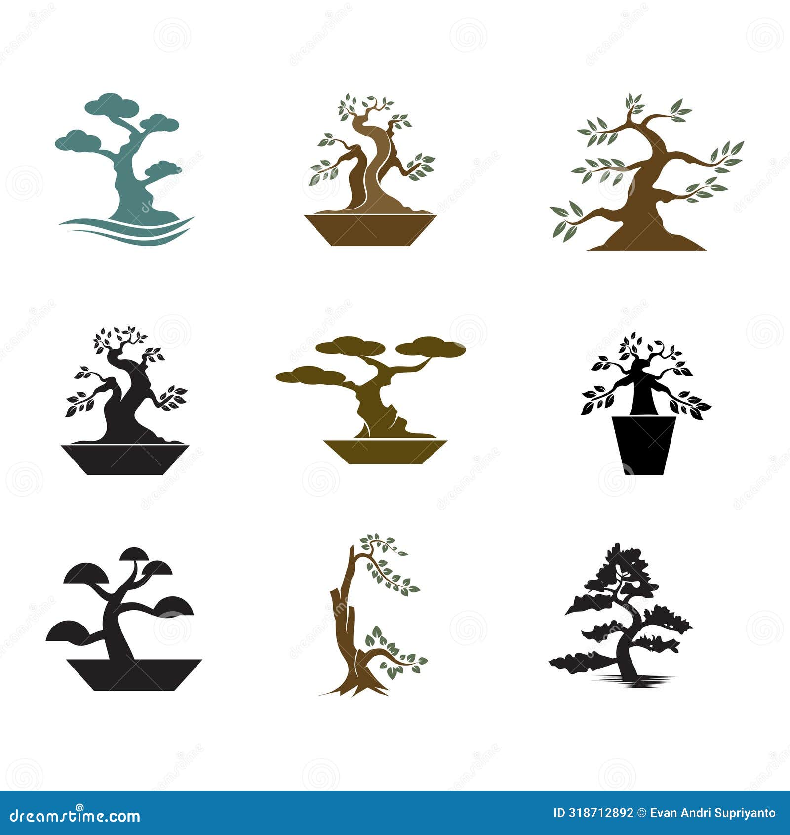 Bonsai Logo Vector Template and Symbol Stock Vector - Illustration of ...