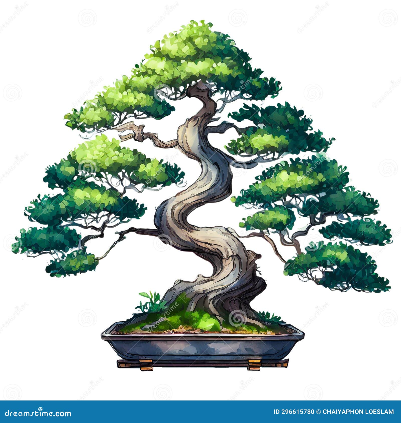 Bonsai Tree Colourful Vector Illustration on White Background. Cartoon ...