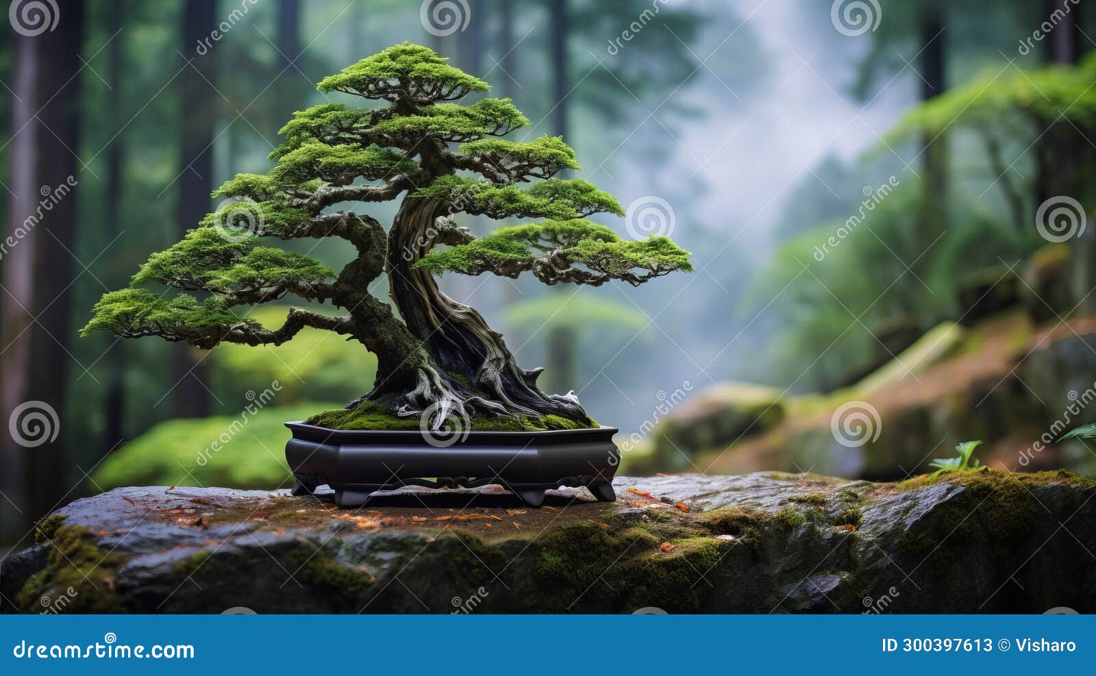 Bonsai tree in the forest stock illustration. Illustration of plant ...