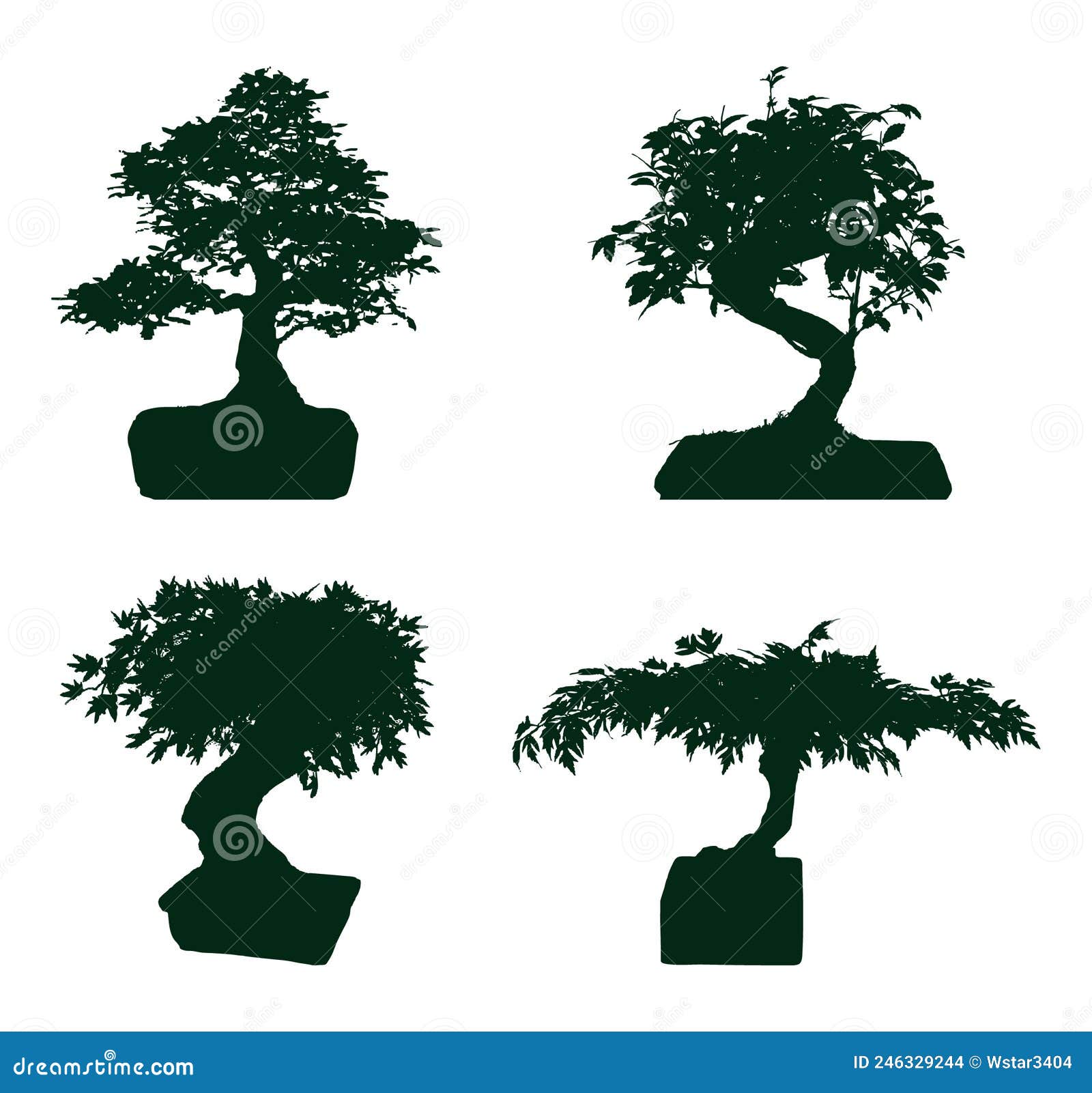 Bonsai Tree Icon Set of 4 stock vector. Illustration of bonsai - 246329244