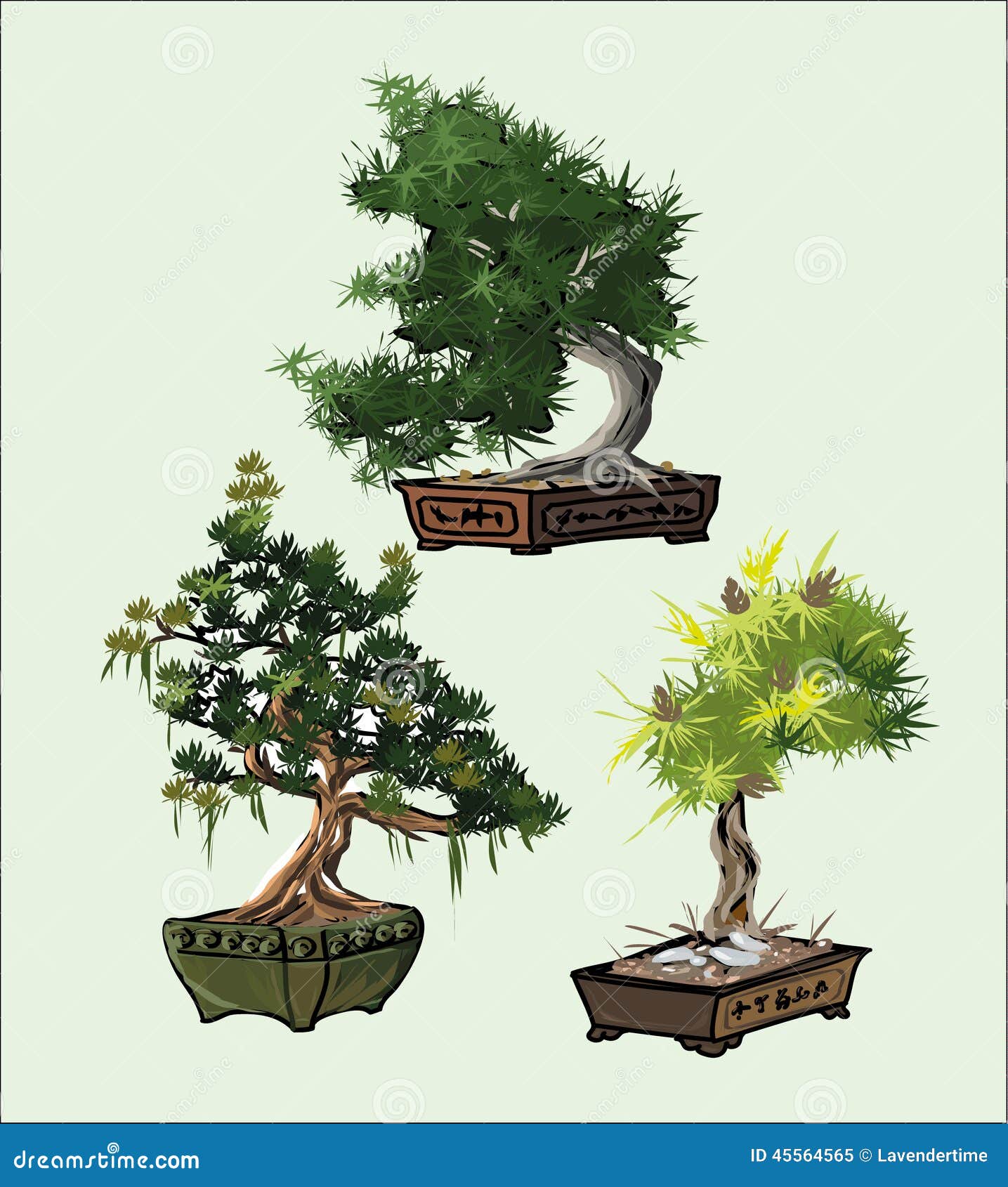 Bonsai trees vector set stock vector. Illustration of brown - 45564565