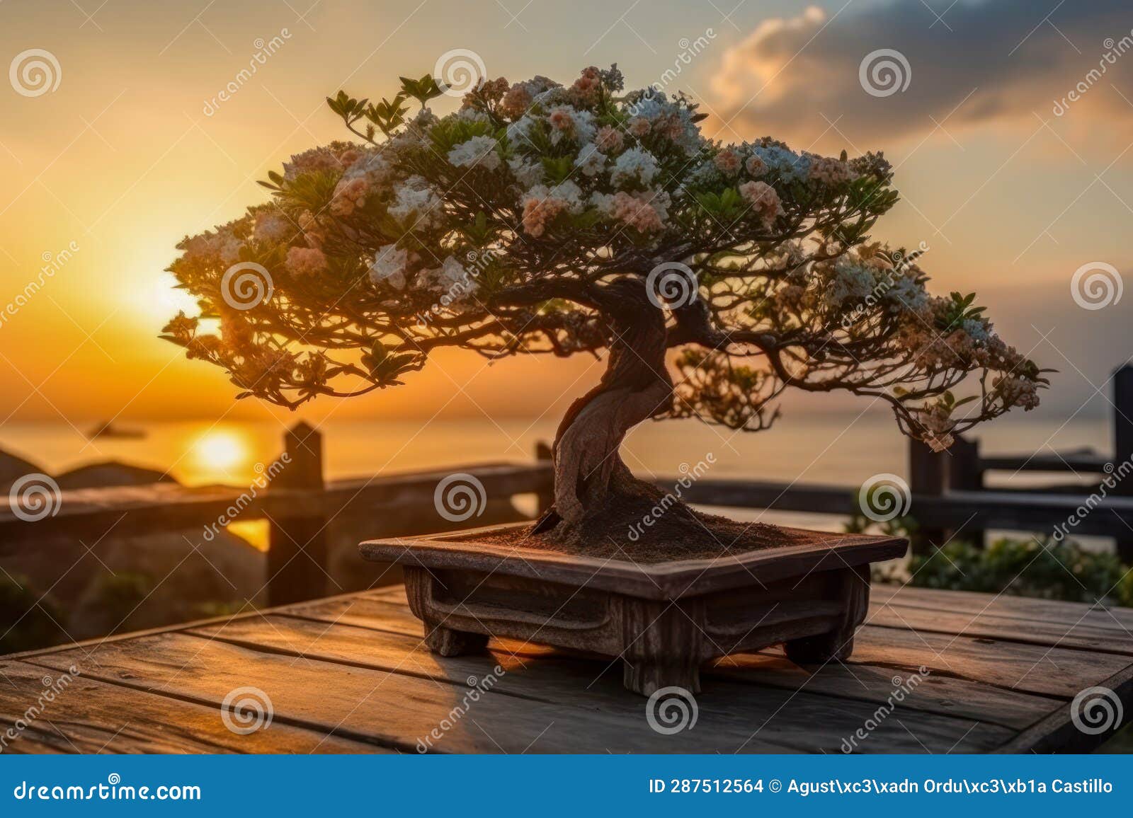 Bonsai on a Wooden Table at Sunset. Stock Photo - Image of nature, leaf ...