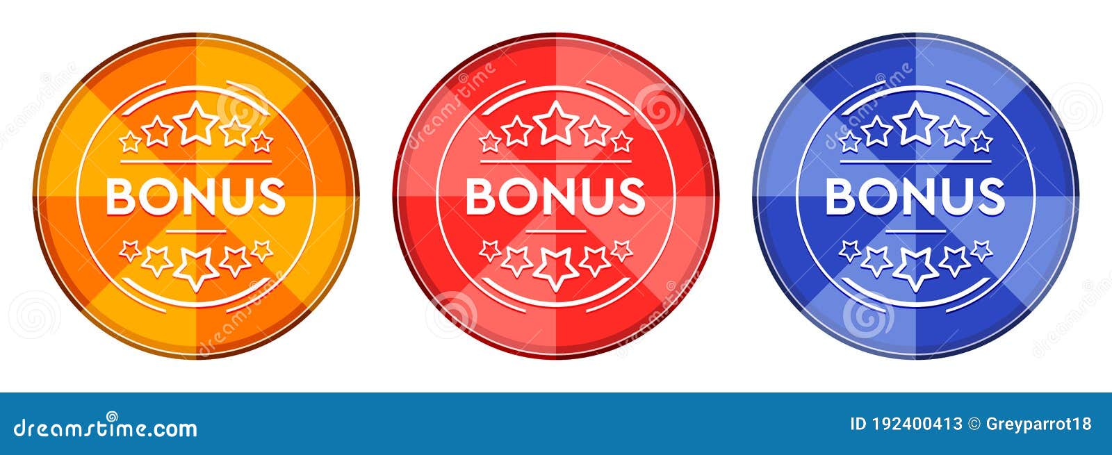 Bonus Badge Icon Burst Light Round Button Set Illustration Stock Vector ...