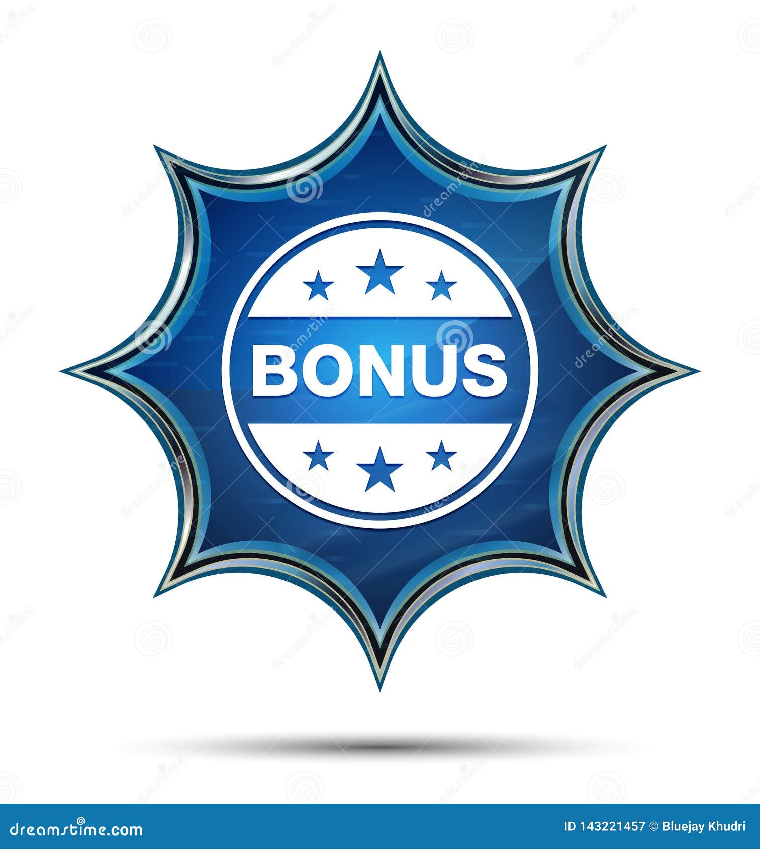 Bonus Badge Icon Magical Glassy Sunburst Blue Button Stock Illustration ...