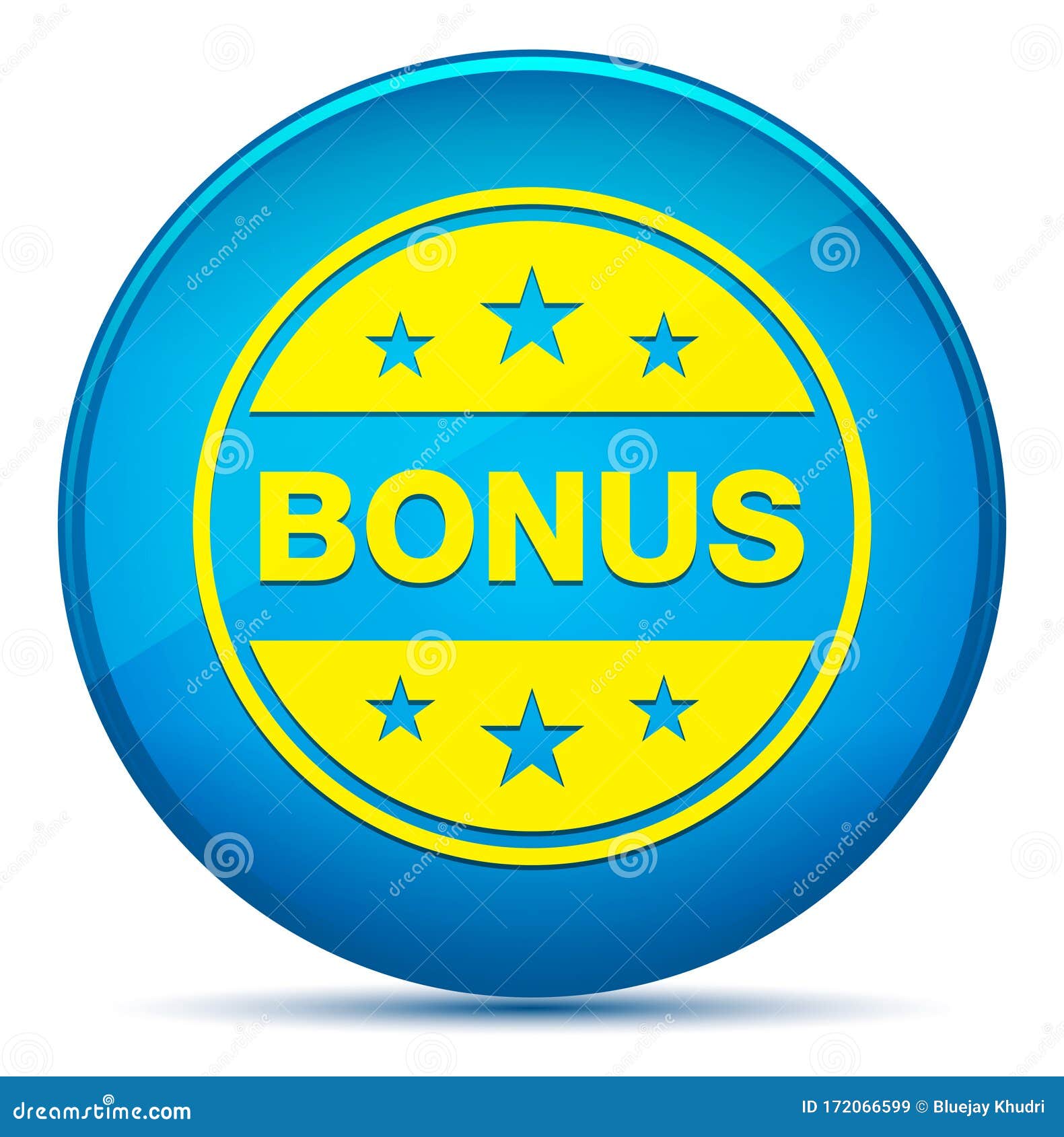 Bonus Badge Icon Modern Flat Cyan Blue Round Button Stock Image - Image ...