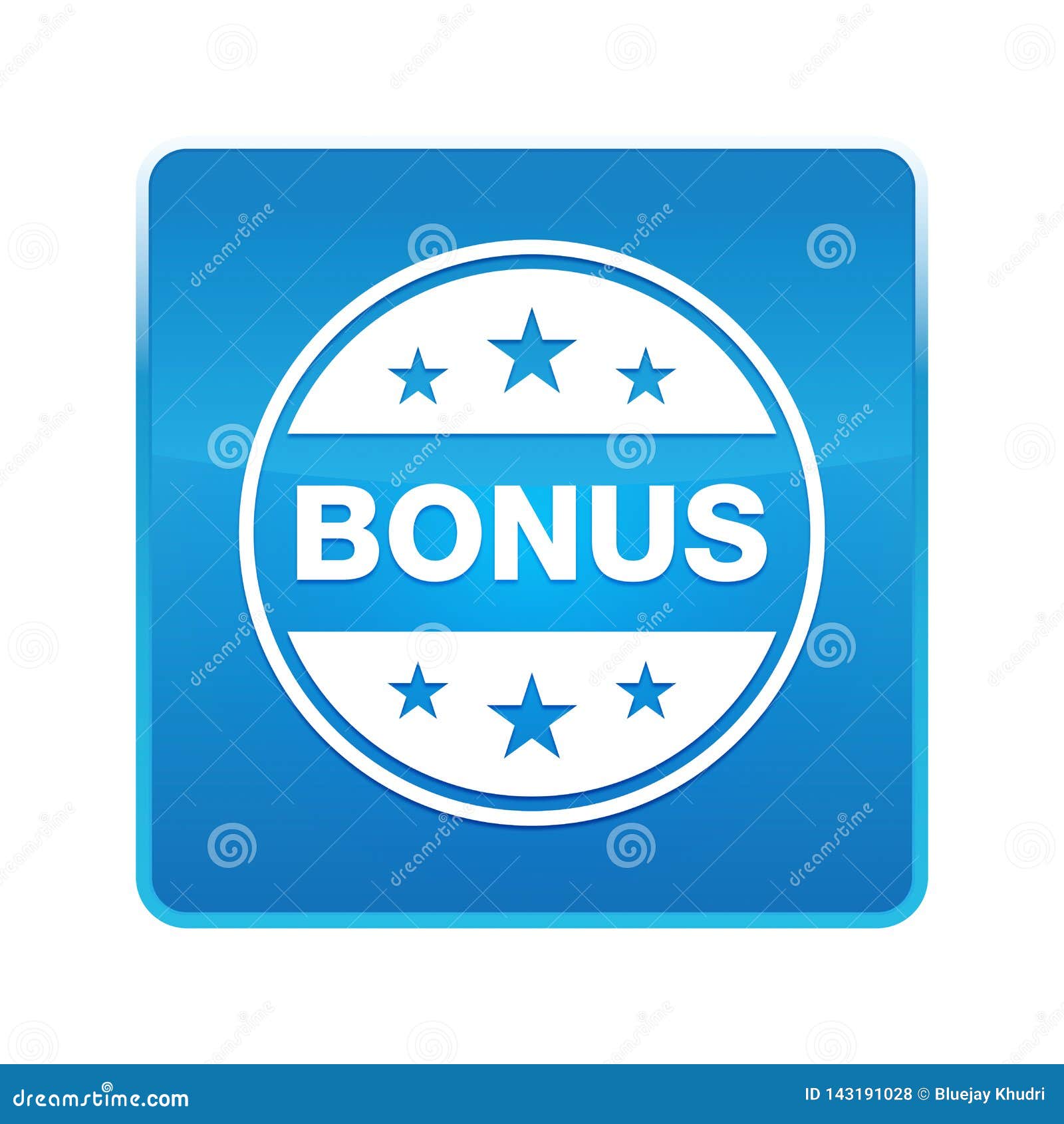 Bonus Badge Icon Shiny Blue Square Button Stock Illustration ...