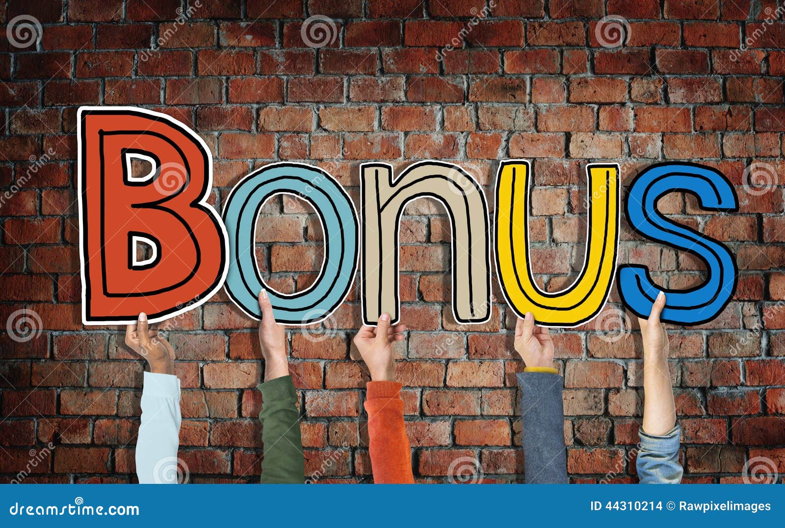 Bonus and Brick Wall in the Background Stock Photo - Image of group ...