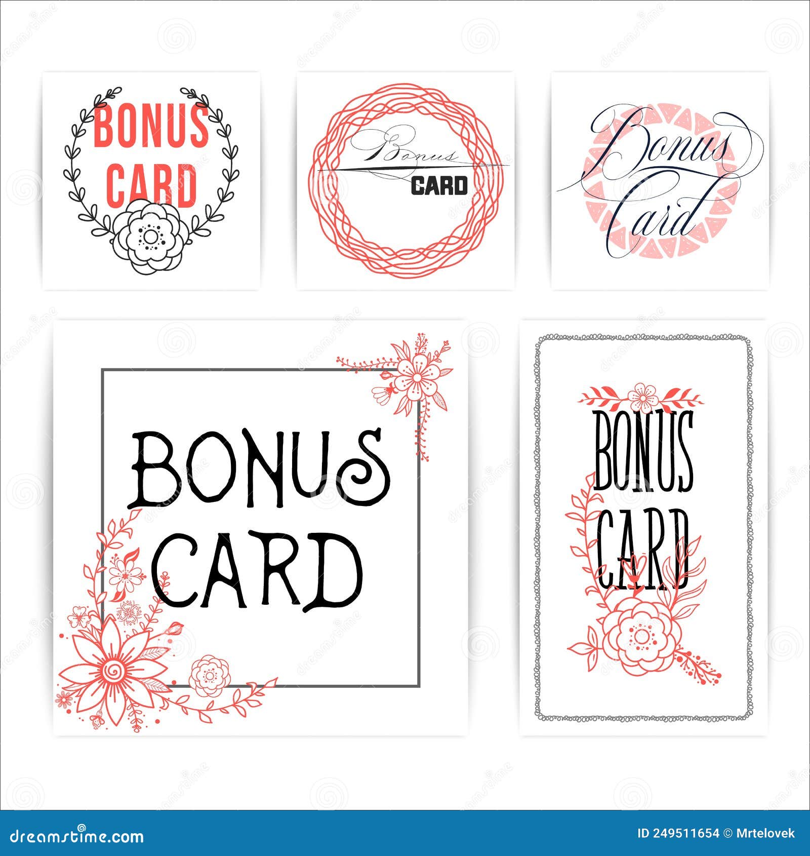 Bonus Card Template in Sketch Style, Hand Drawn Design. Stock Vector ...