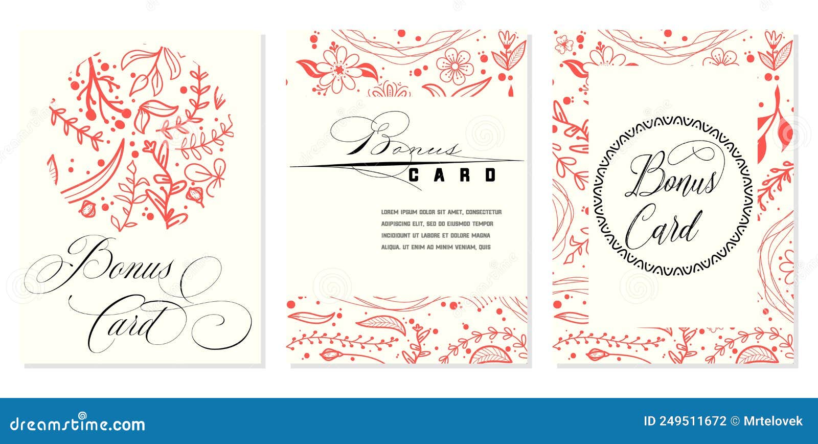 Bonus Card Template in Sketch Style, Hand Drawn Design. Stock Vector ...