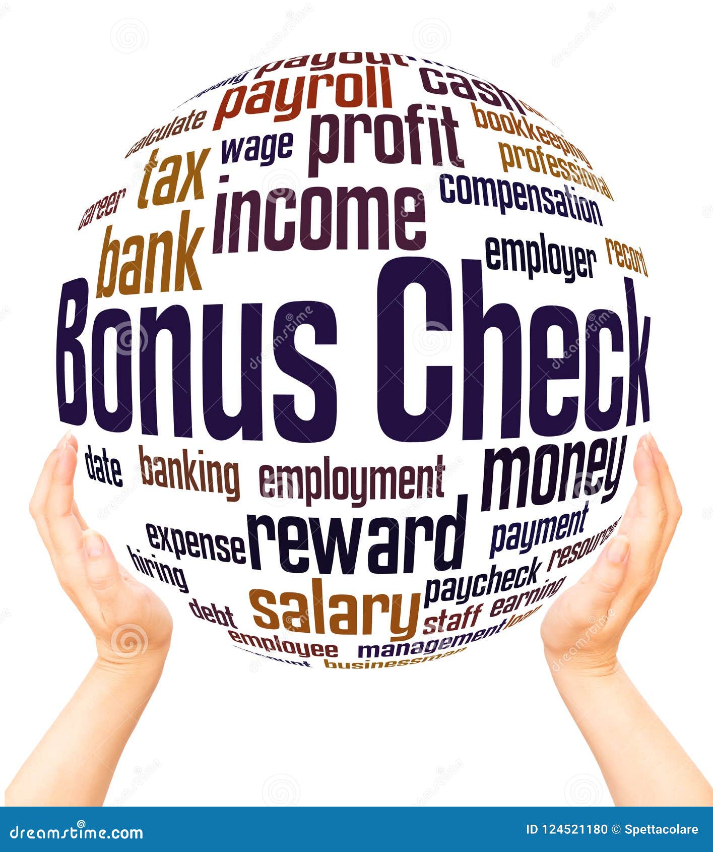 Bonus Check Word Cloud Sphere Concept Stock Illustration - Illustration ...