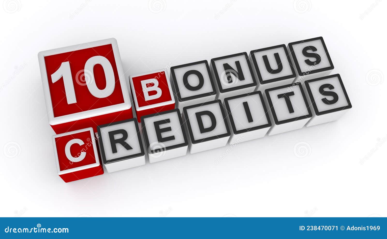 10 Bonus Credits Word Block on White Stock Illustration - Illustration ...