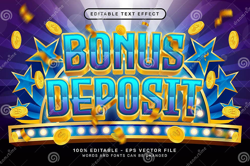 Bonus Deposit 3d Text Effect and Editable Text Effect Stock Vector ...