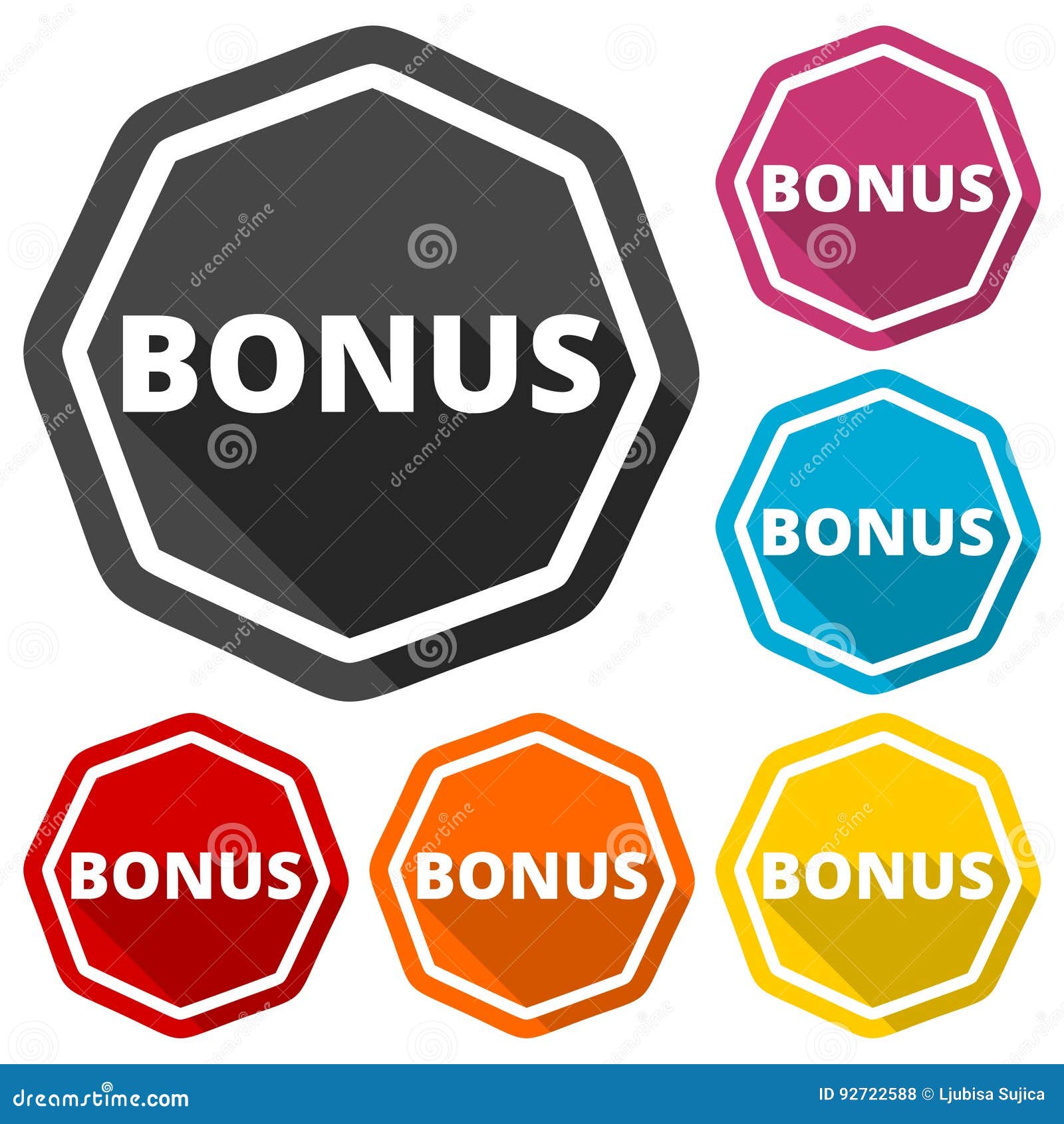 Bonus Green Icons Set with Long Shadow Stock Illustration ...