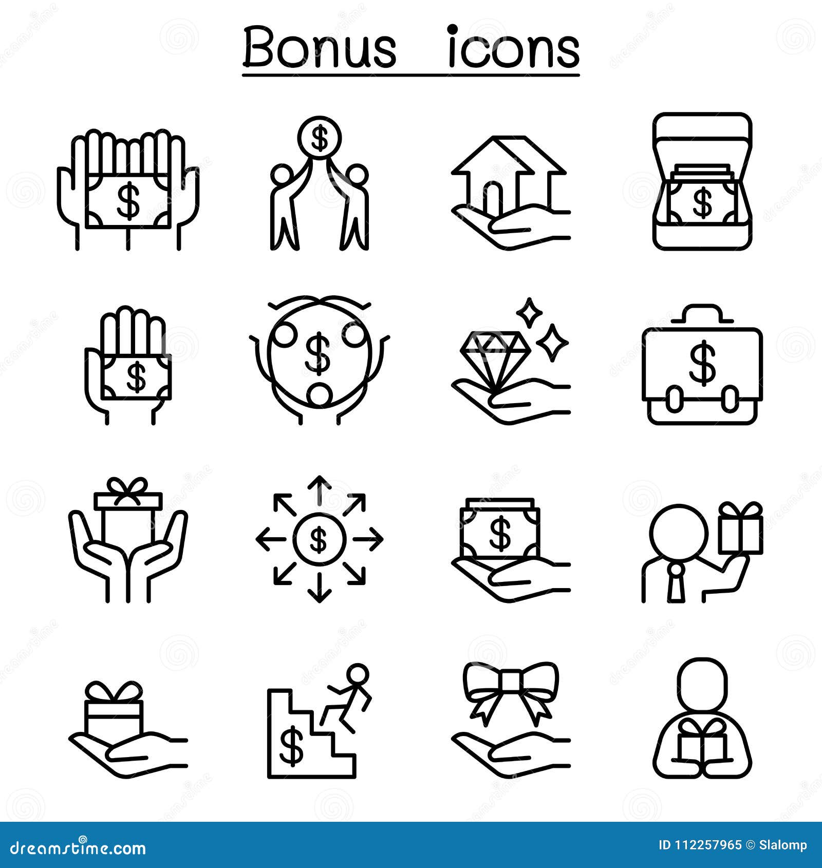 Bonus Icon Set in Thin Line Style Stock Vector - Illustration of ...