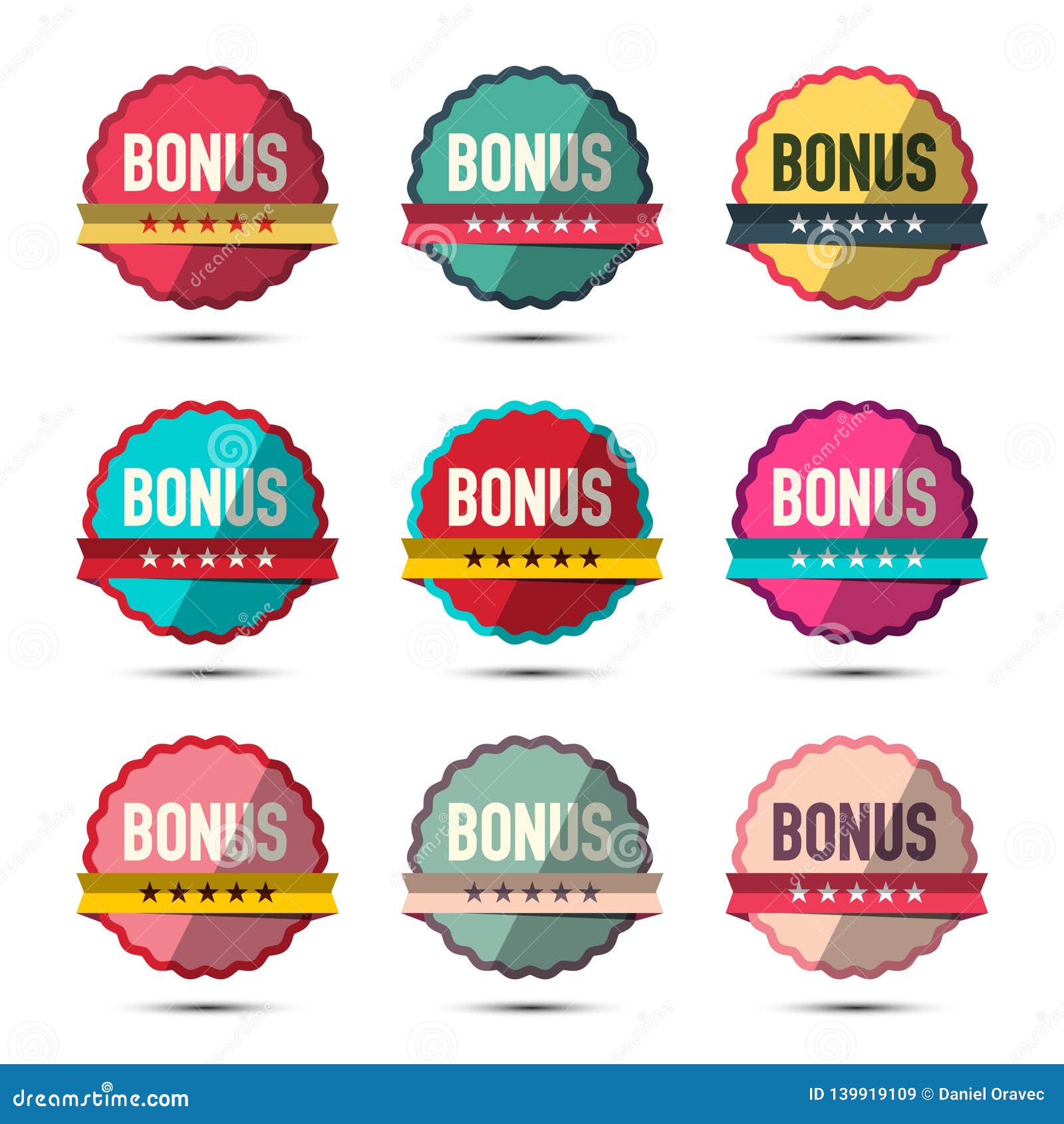 Bonus Labels Set. Retro Stickers Isolated on White Background Stock ...