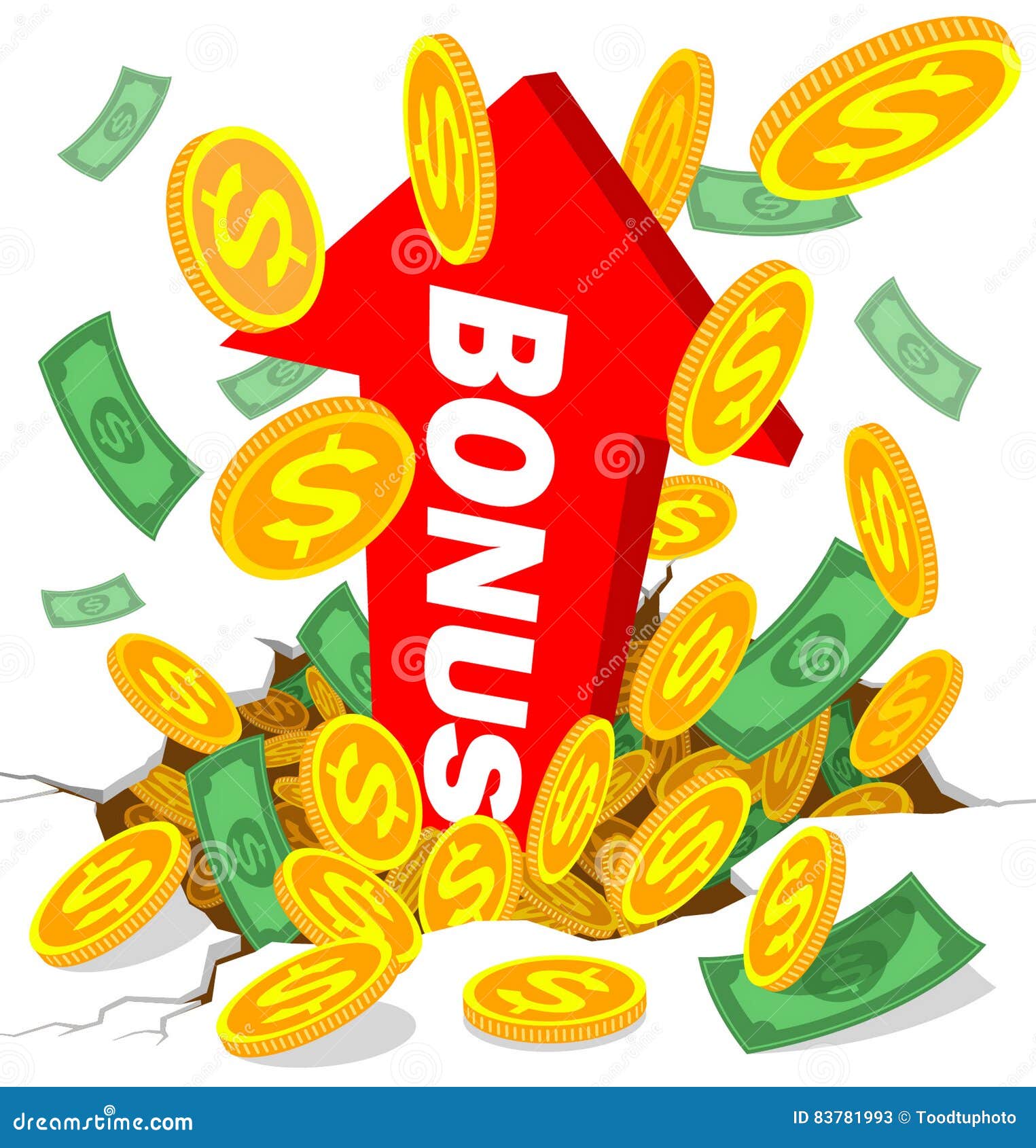 Bonus and money,coins stock vector. Illustration of disrupted - 83781993
