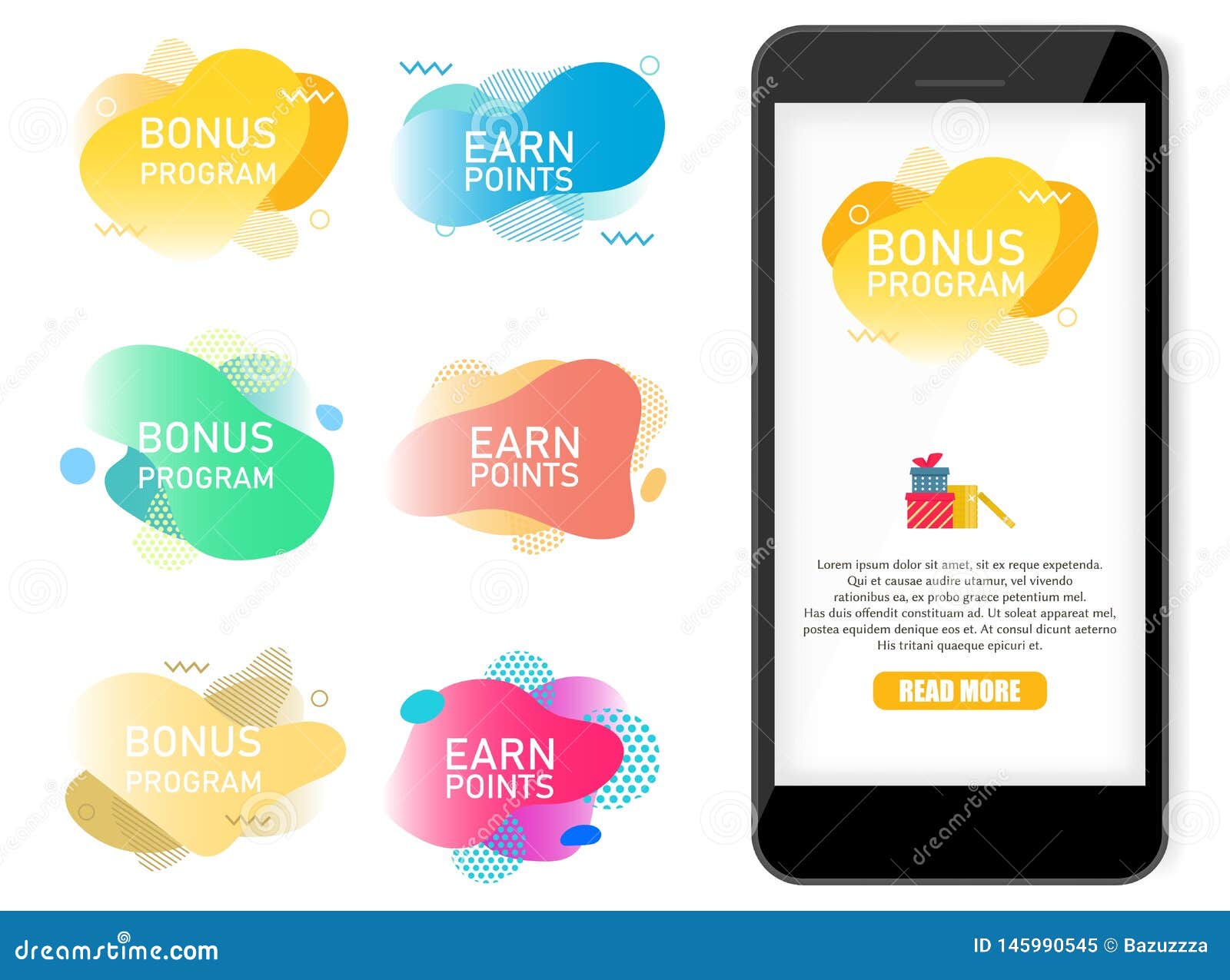 Bonus Program, Earn Points Label Banner Vector Set Stock Vector ...