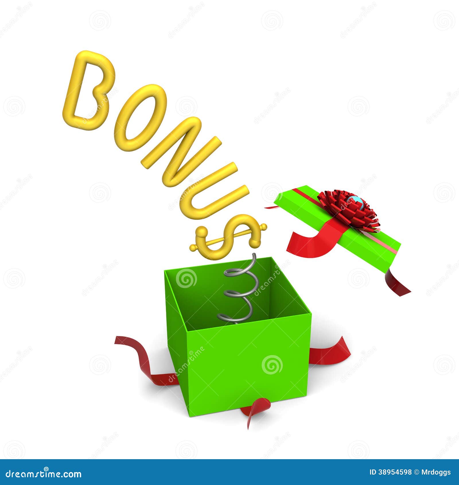 Bonus Symbol Springing Out from a Gift Box Stock Illustration ...