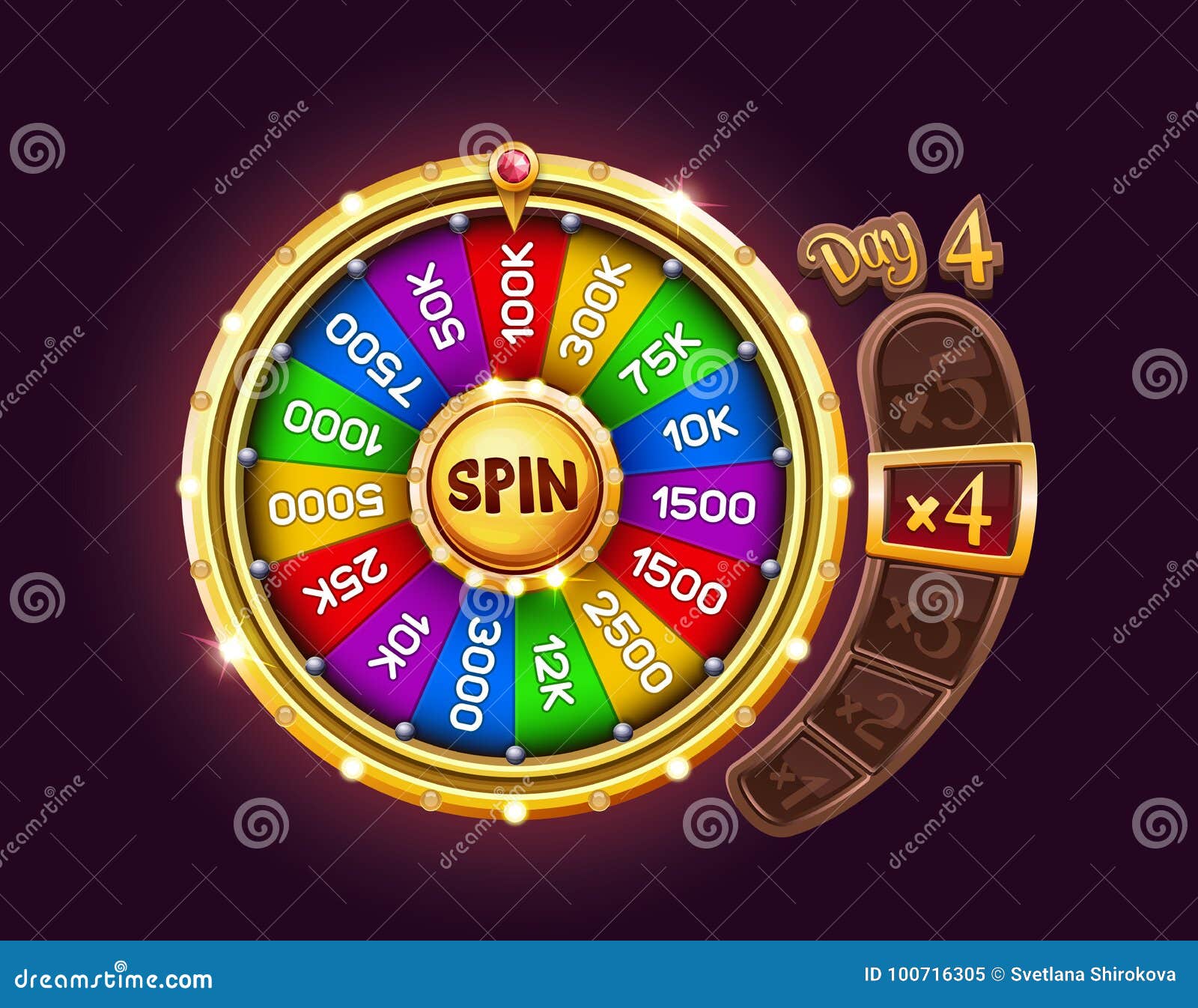 Bonus wheel of luck stock vector. Illustration of modern - 100716305