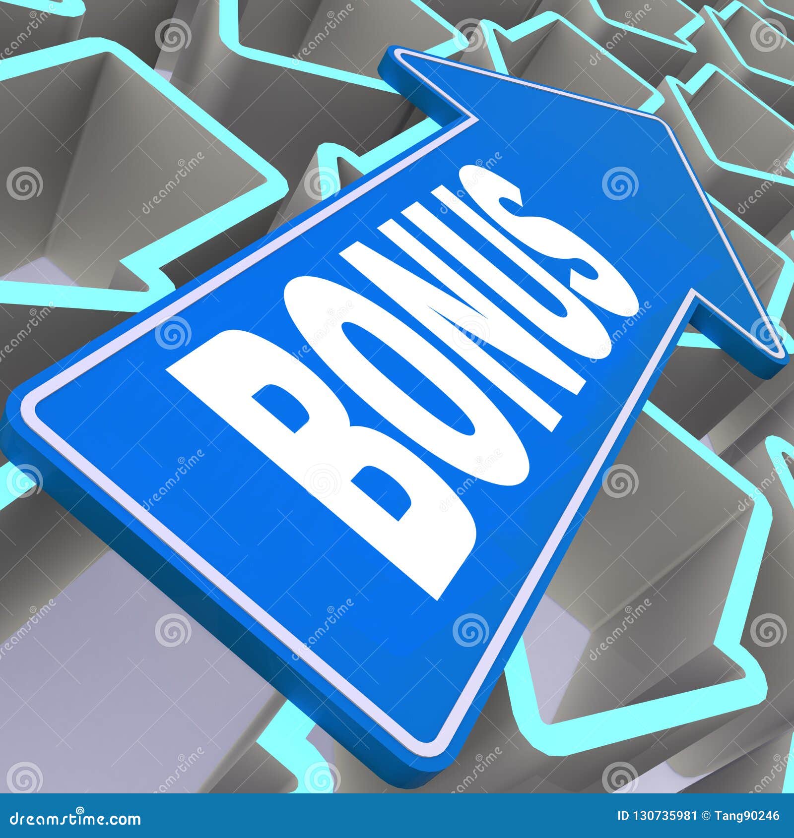 Bonus word with blue arrow stock illustration. Illustration of prize ...