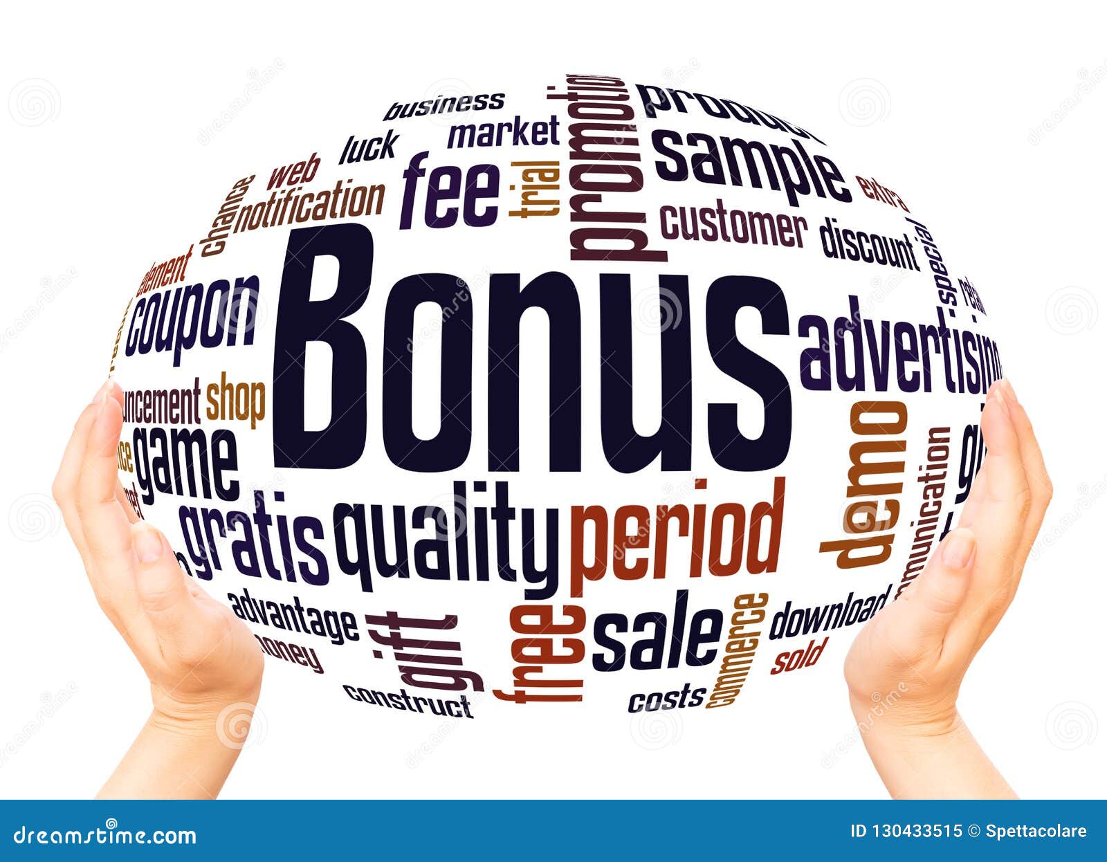 Bonus Word Cloud Hand Sphere Concept Stock Illustration - Illustration ...