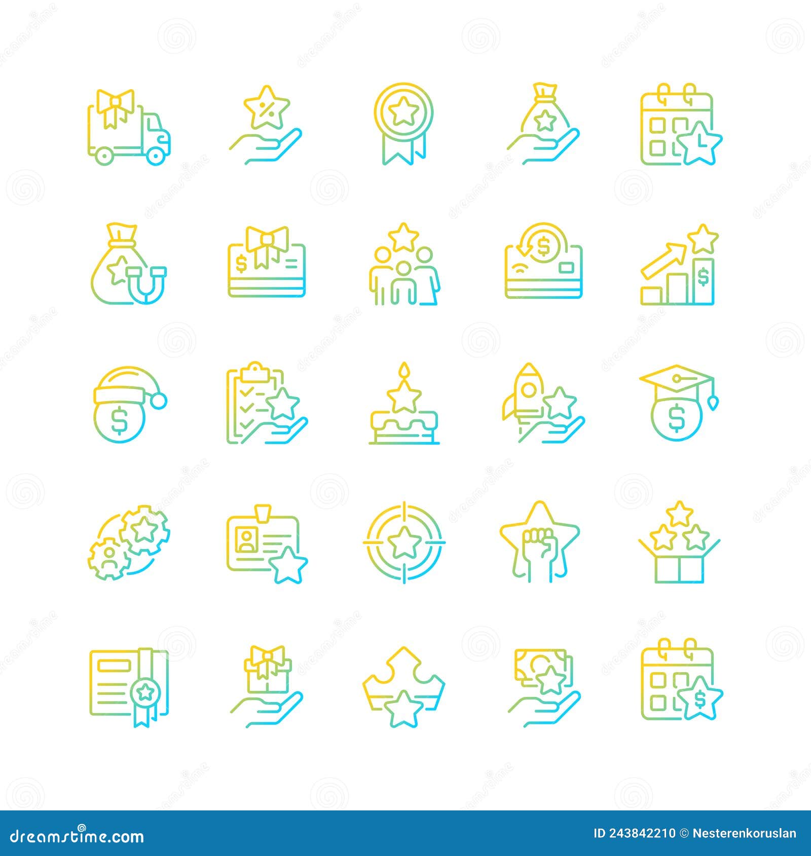Bonuses Gradient Linear Vector Icons Set Stock Vector - Illustration of ...
