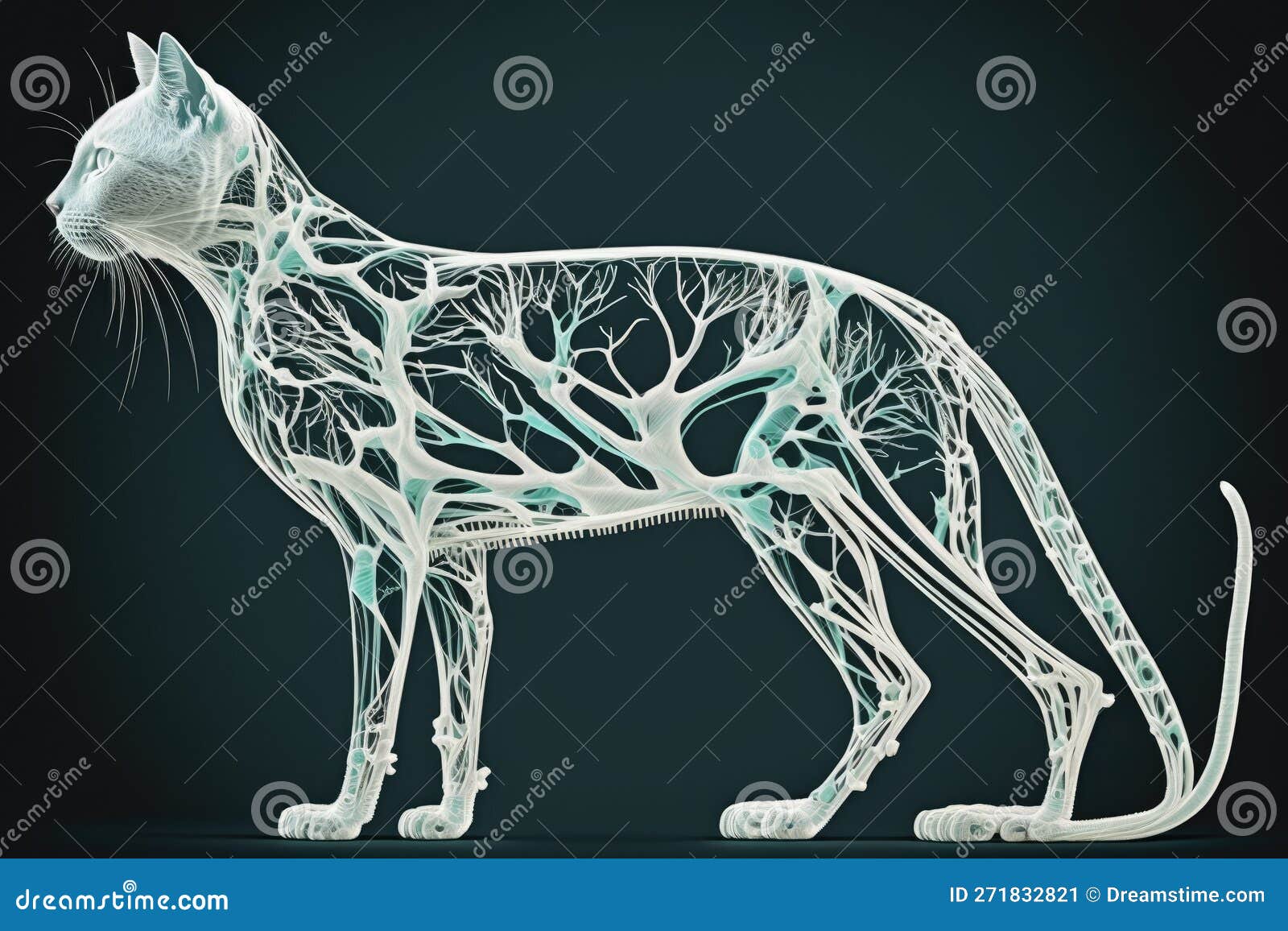 Bony Structure of a Common Housecat Stock Illustration - Illustration ...