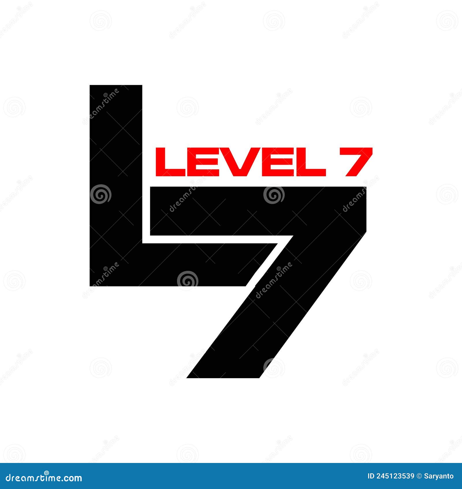 Level 7 icon. Flat design stock vector. Illustration of card - 245123539